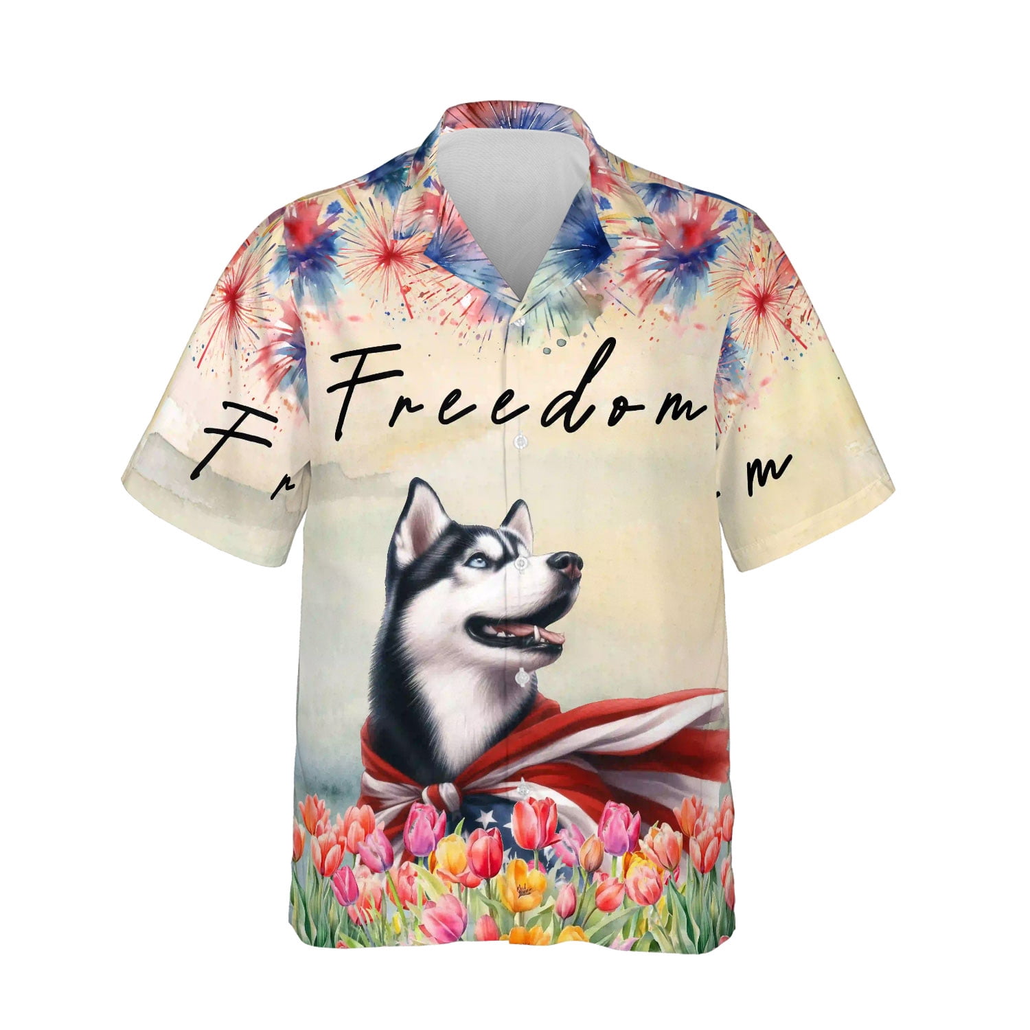 Freedom Siberian Husky on Independence Day 4th of July Hawaiian Shirt ...