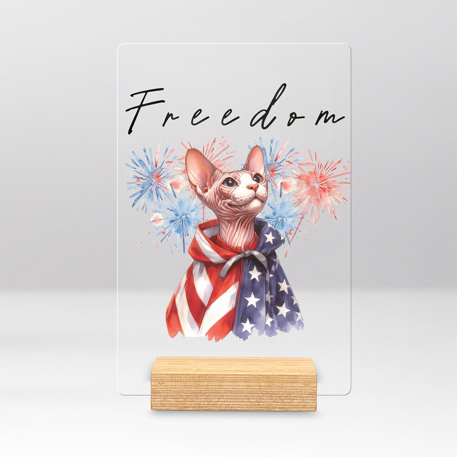 Freedom Sphynx on Independence Day 4th of July Acrylic Plaque Sign ...