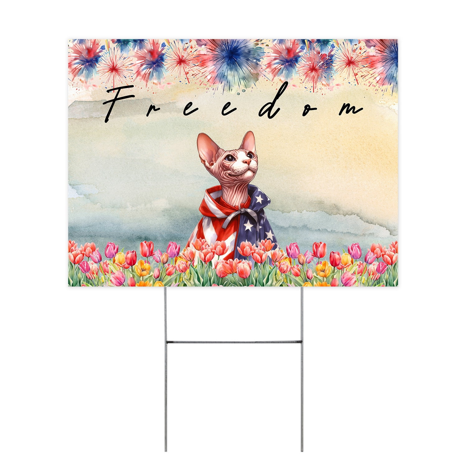 Freedom Sphynx on Independence Day 4th of July Yard Sign Cat Lover ...