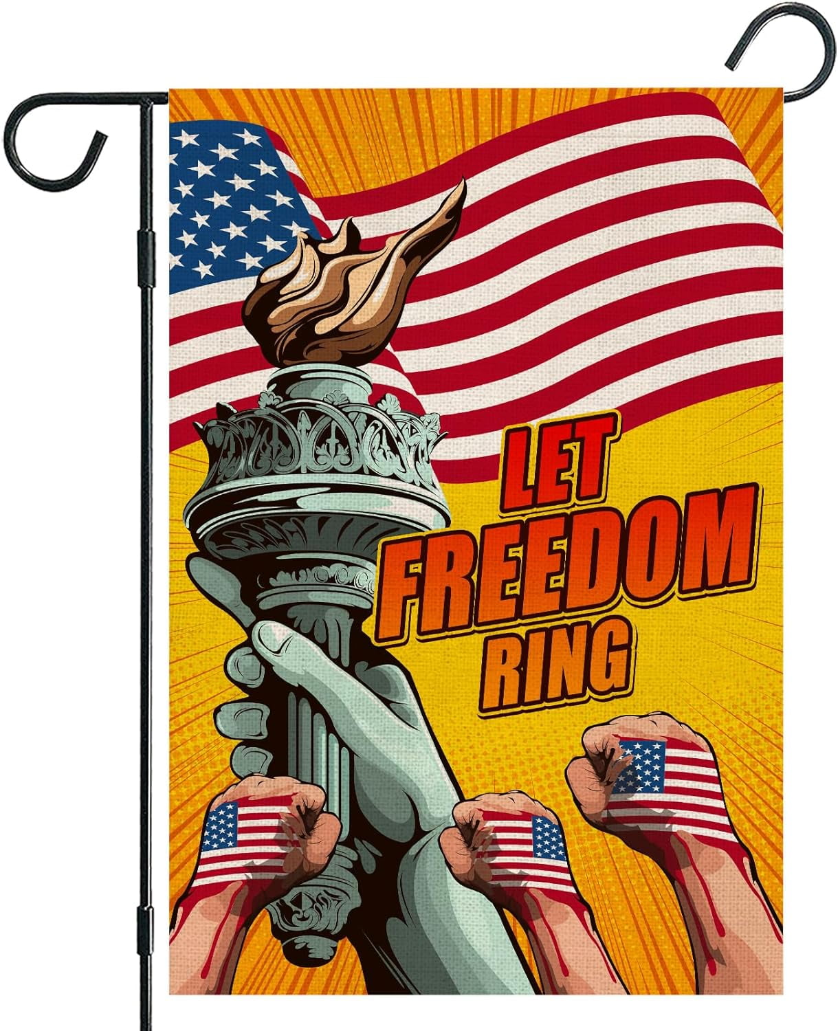 Freedom Torch Patriotic Stars and Stripes Garden Flag Small Double ...