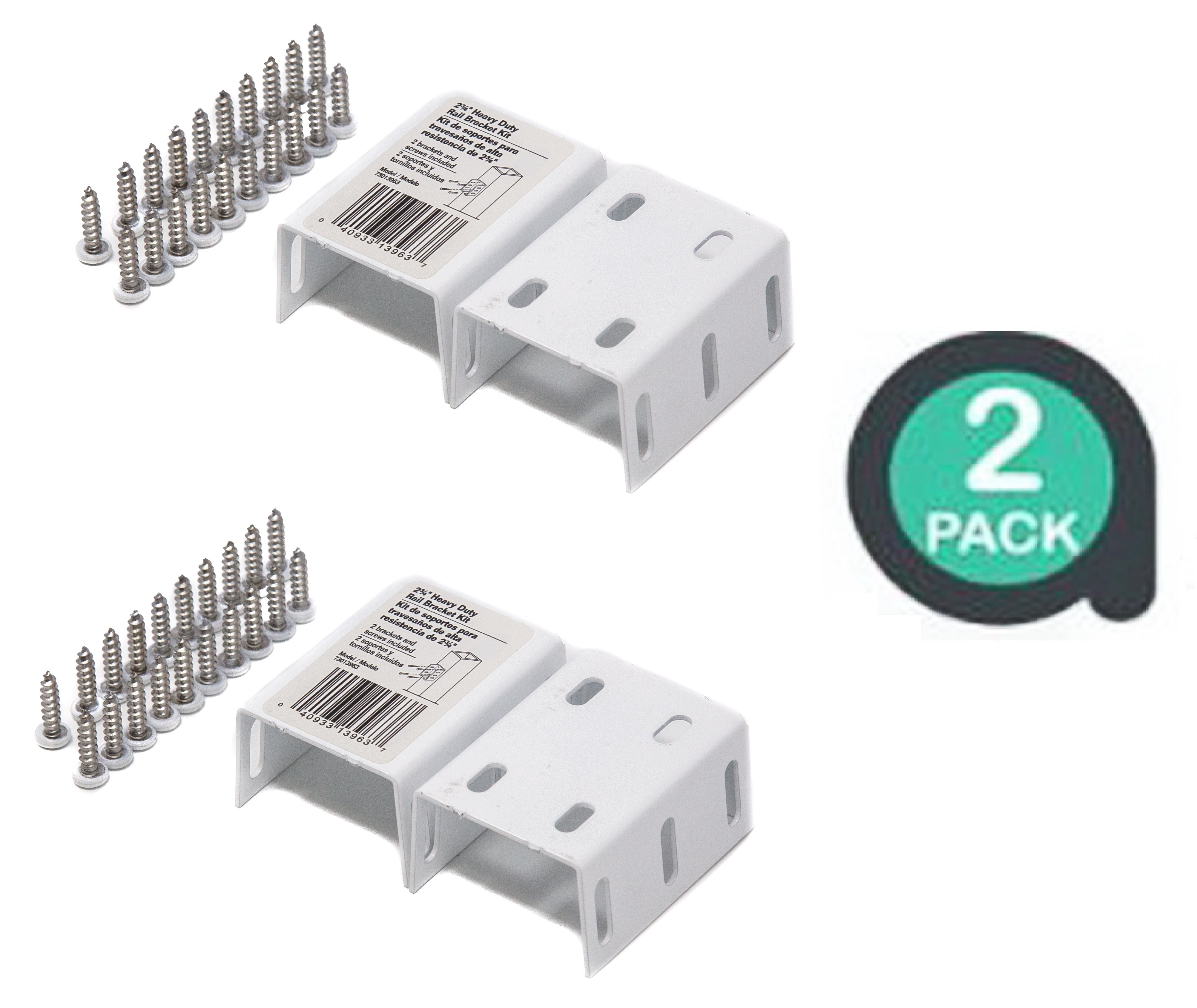 Freedom White, Metal Fence Bracket with Screws, Powder Coated, Heavy ...