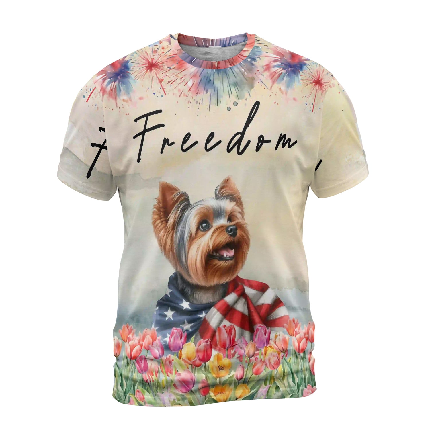 Freedom Yorkshire Terrier on Independence Day 4th of July All Over ...