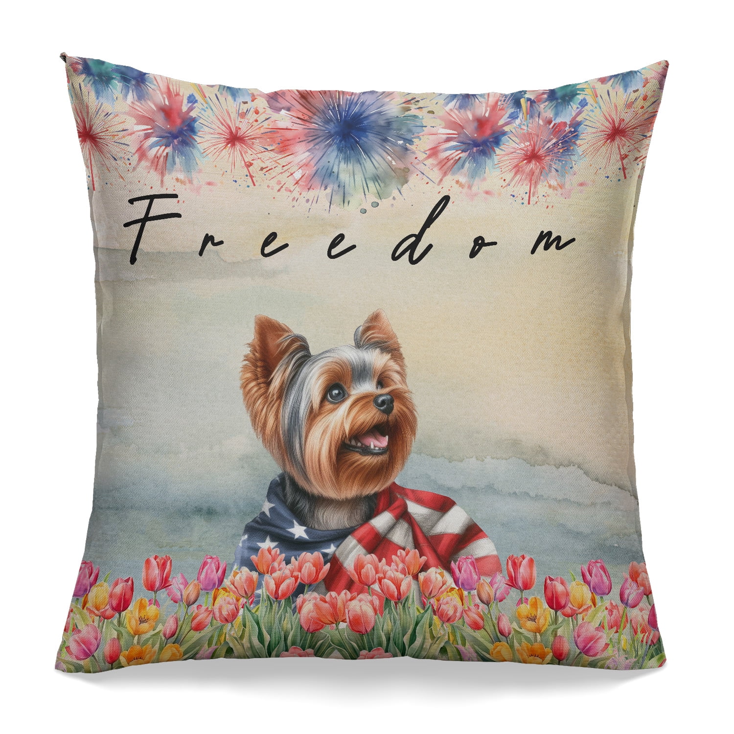 Freedom Yorkshire Terrier on Independence Day 4th of July Pillowcase ...