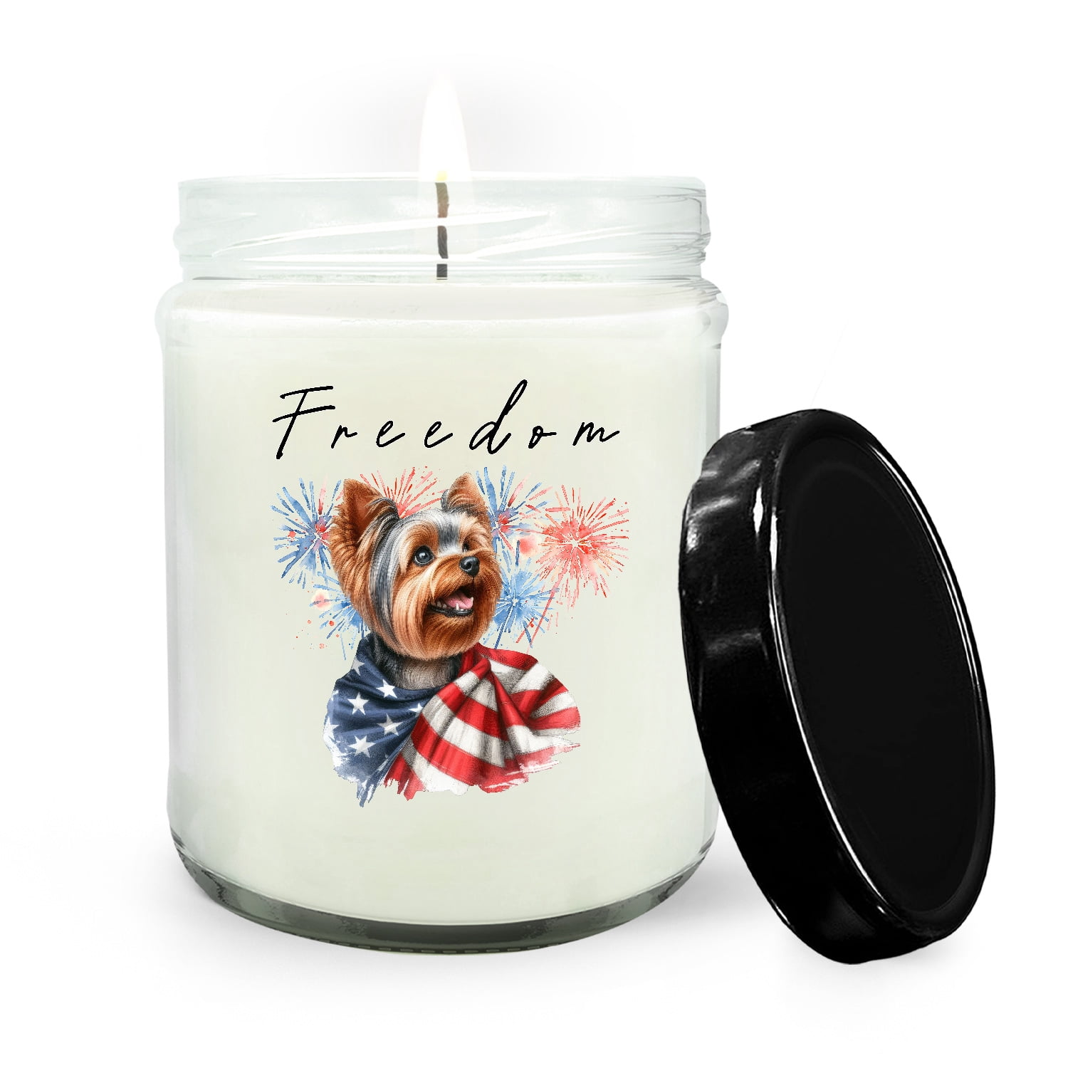 Freedom Yorkshire Terrier on Independence Day 4th of July Soy Wax ...