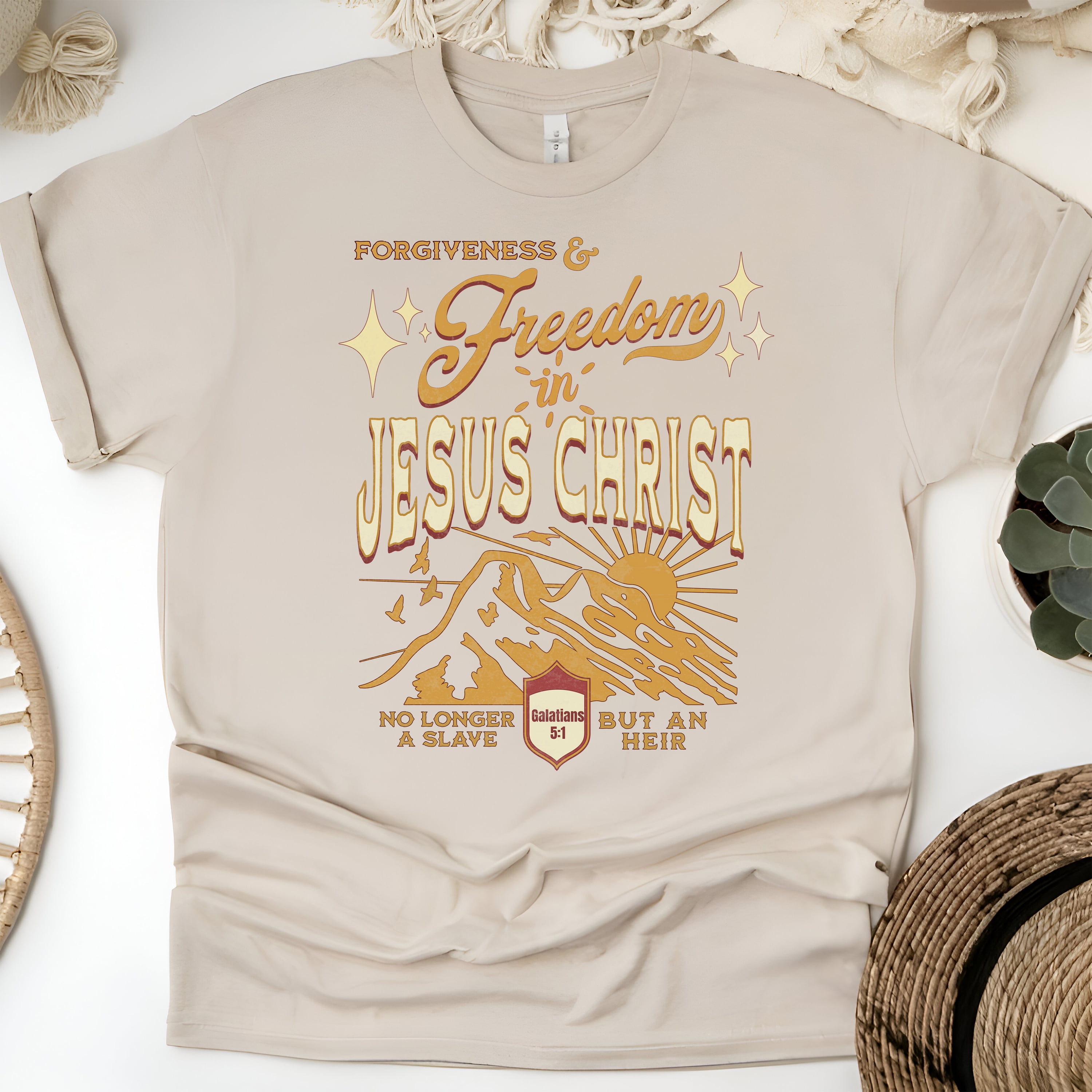 Freedom in Jesus Christ Shirt – Galatians 5:1 Christian Scripture Tee ...