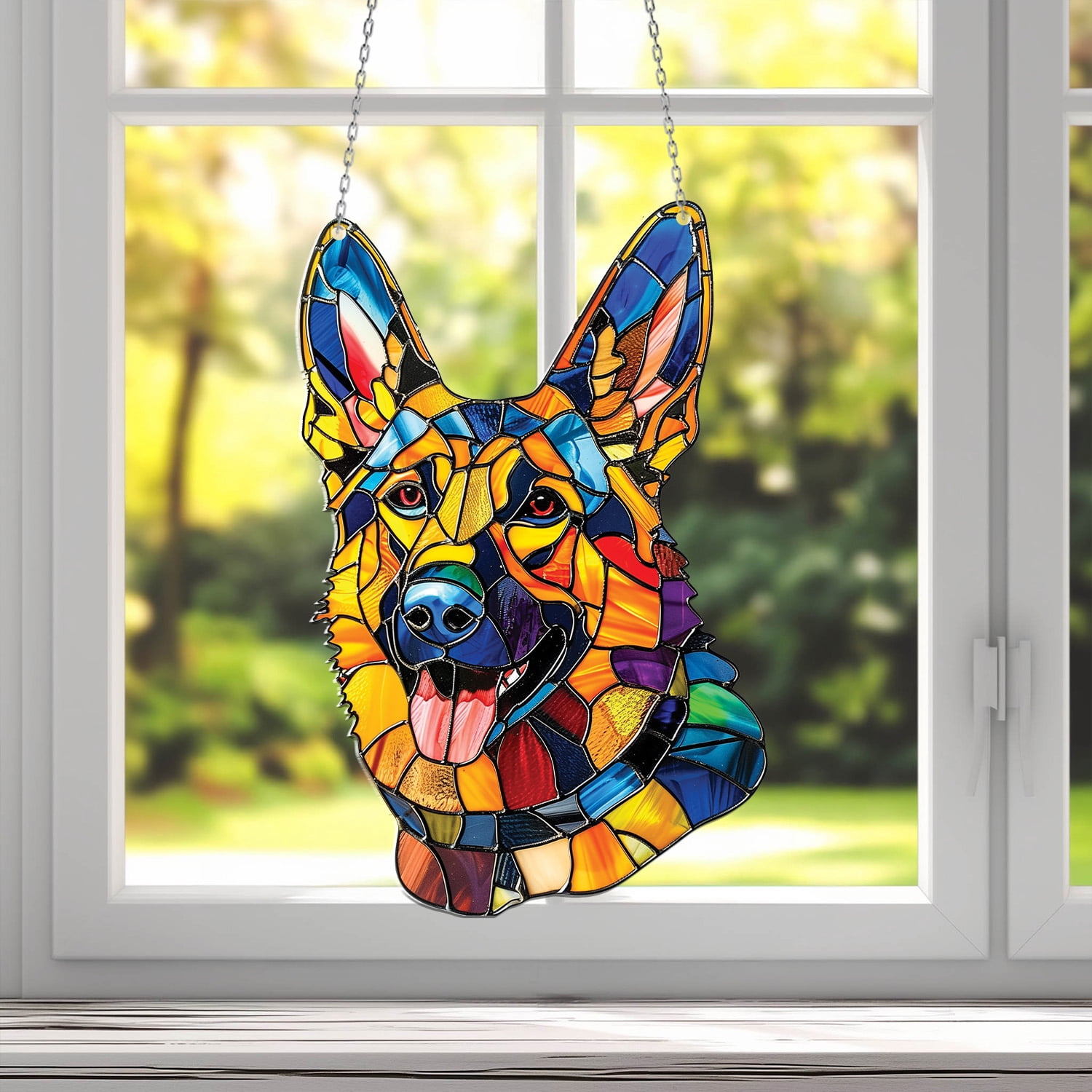 Freedom's Guardian Dog Acrylic Hanging - Stained Glass Design, A ...
