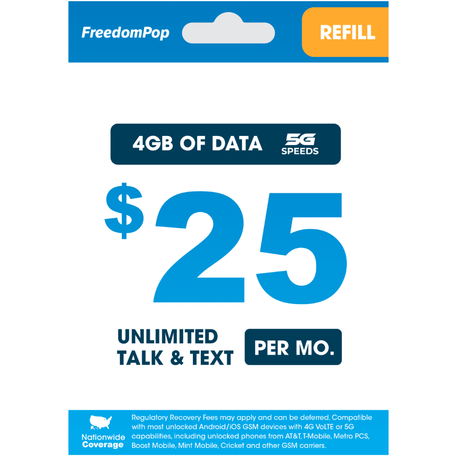 FreedomPop $25 e-PIN Top Up (Email Delivery) - Walmart.com