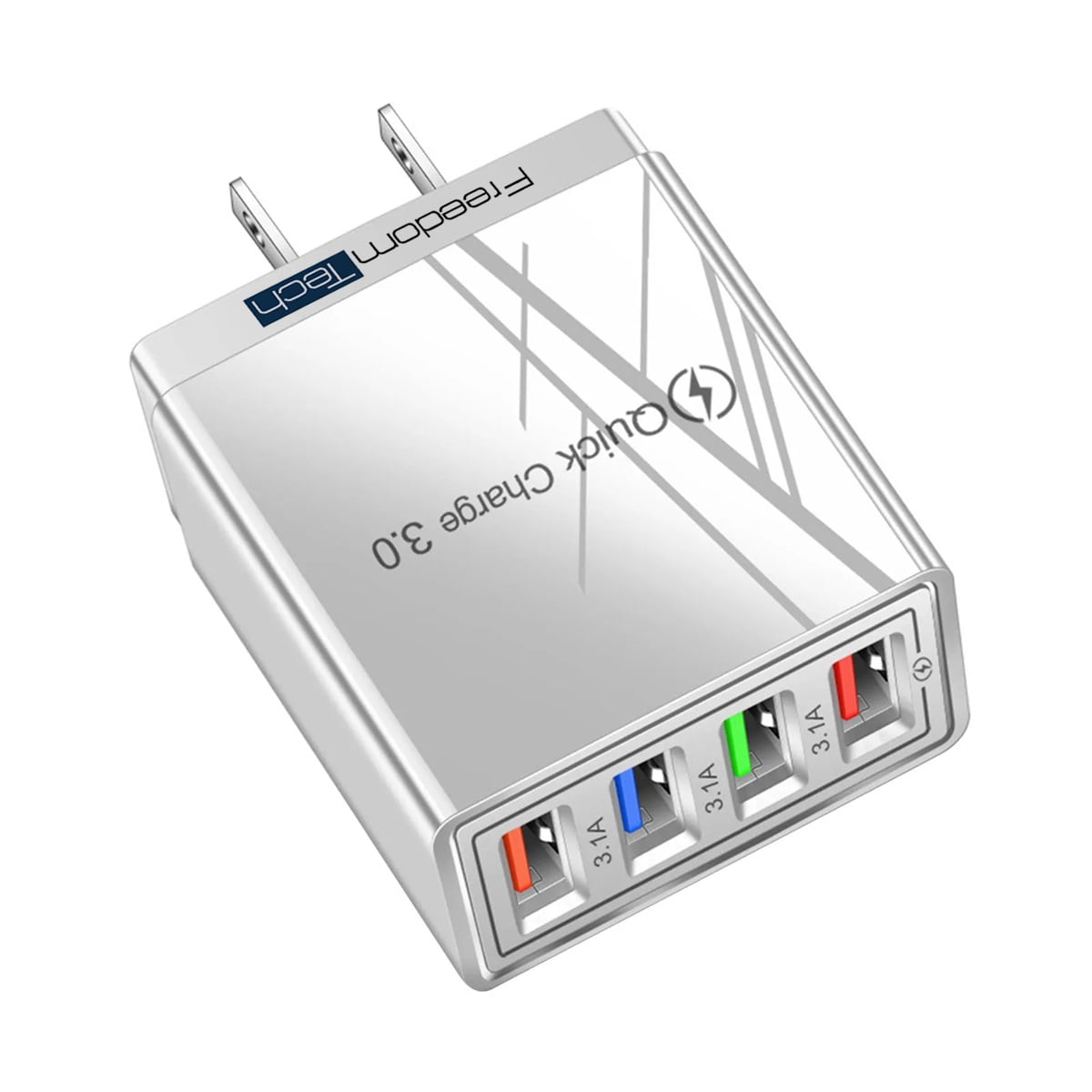 Freedomtech 5.1A Multi-Port USB Wall Charger Cube for iPhone, iPad ...