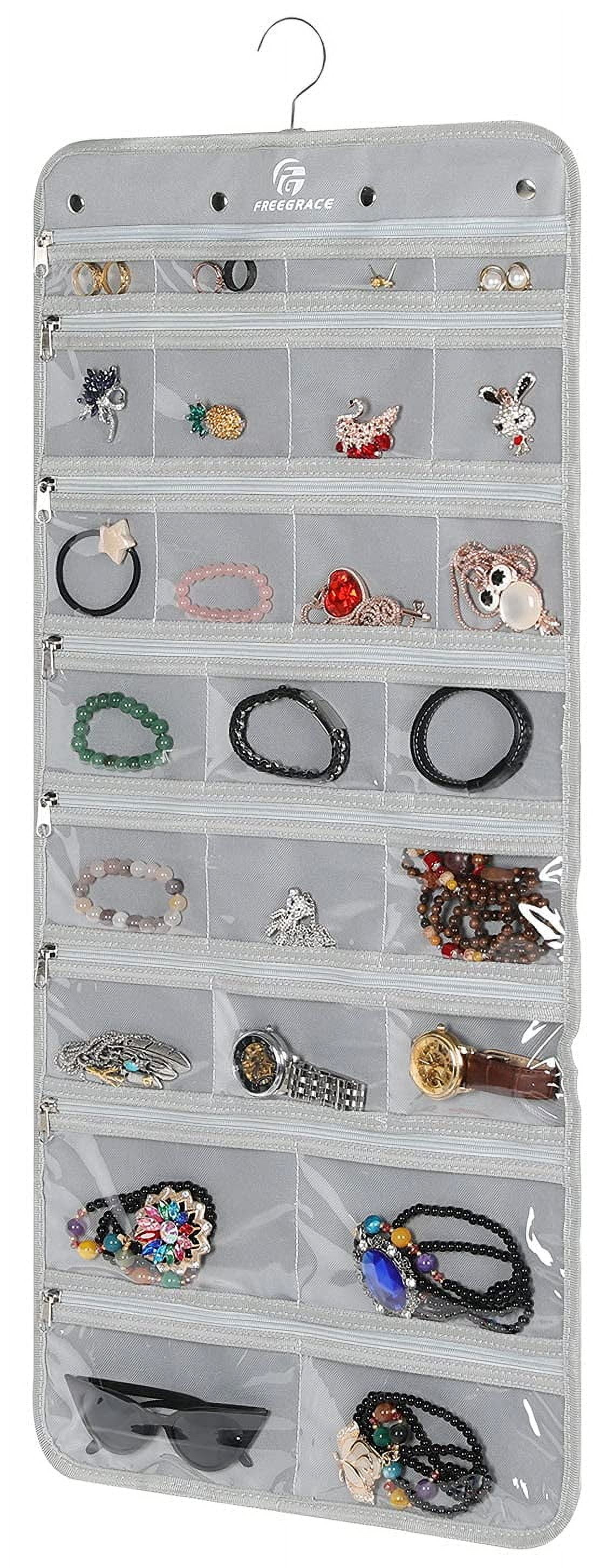 Freegrace Hanging Jewelry Organizer Revolving Hanger - Secure Zipper ...