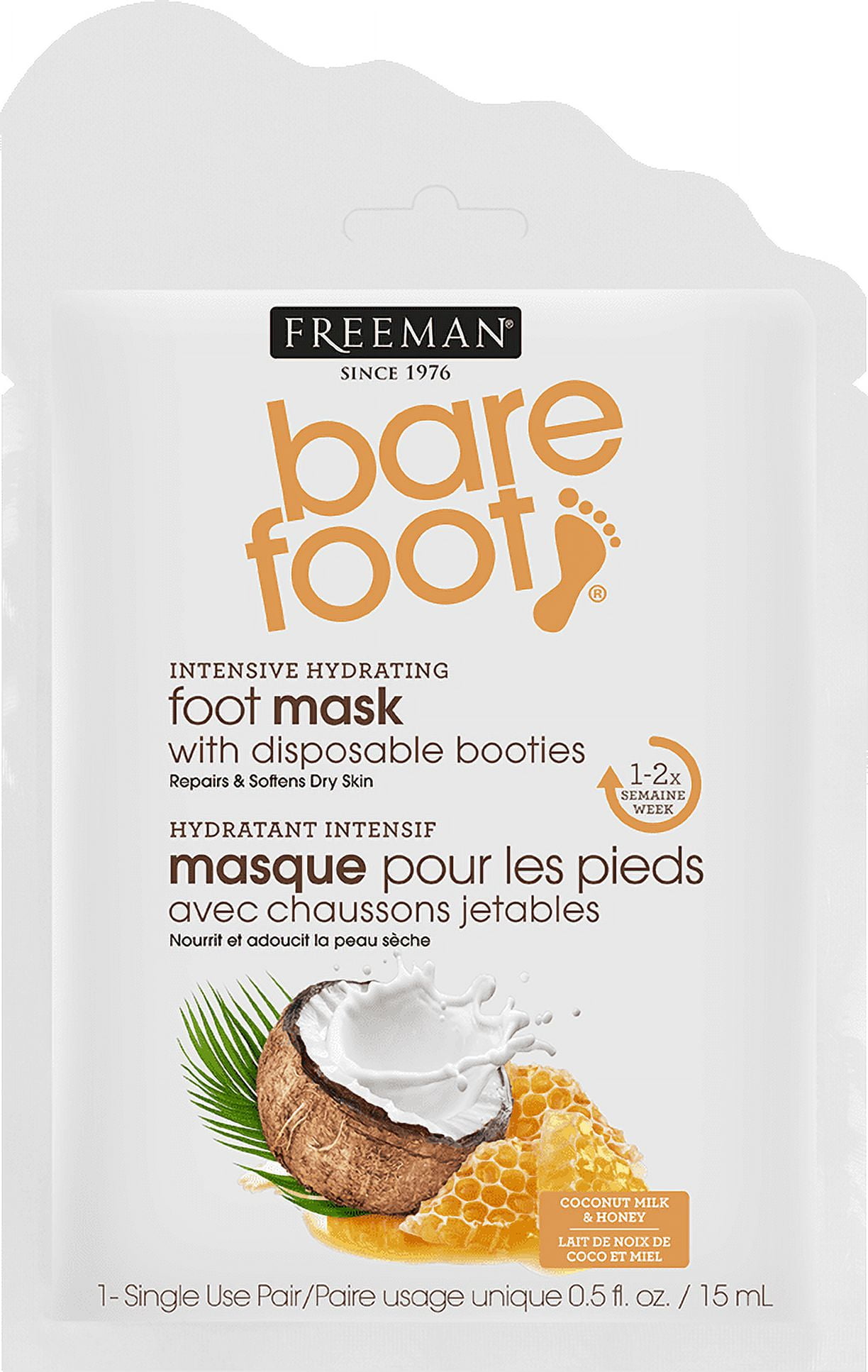 Freeman Bare Foot Coconut Milk + Honey Intensive Hydrating Foot Mask ...