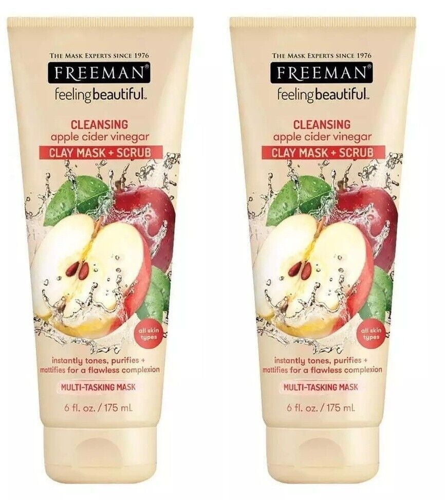 Freeman Apple Cider Vinegar Face Mask, Clay Mask and Scrub, 6 oz 2-Pack ...