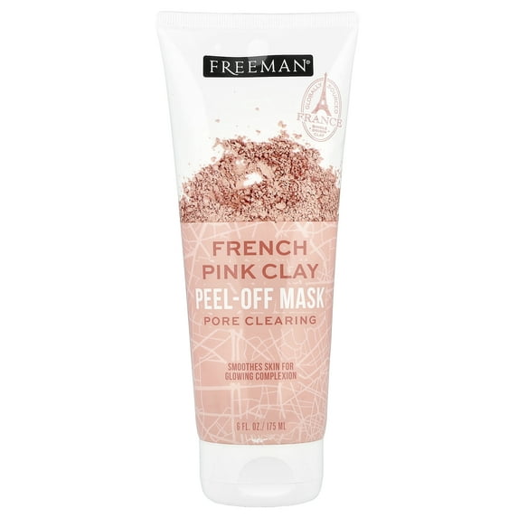 Freeman French Pink Clay Peel-Off Mask, 6 fl oz, Pore Cleansing, Vegan ...