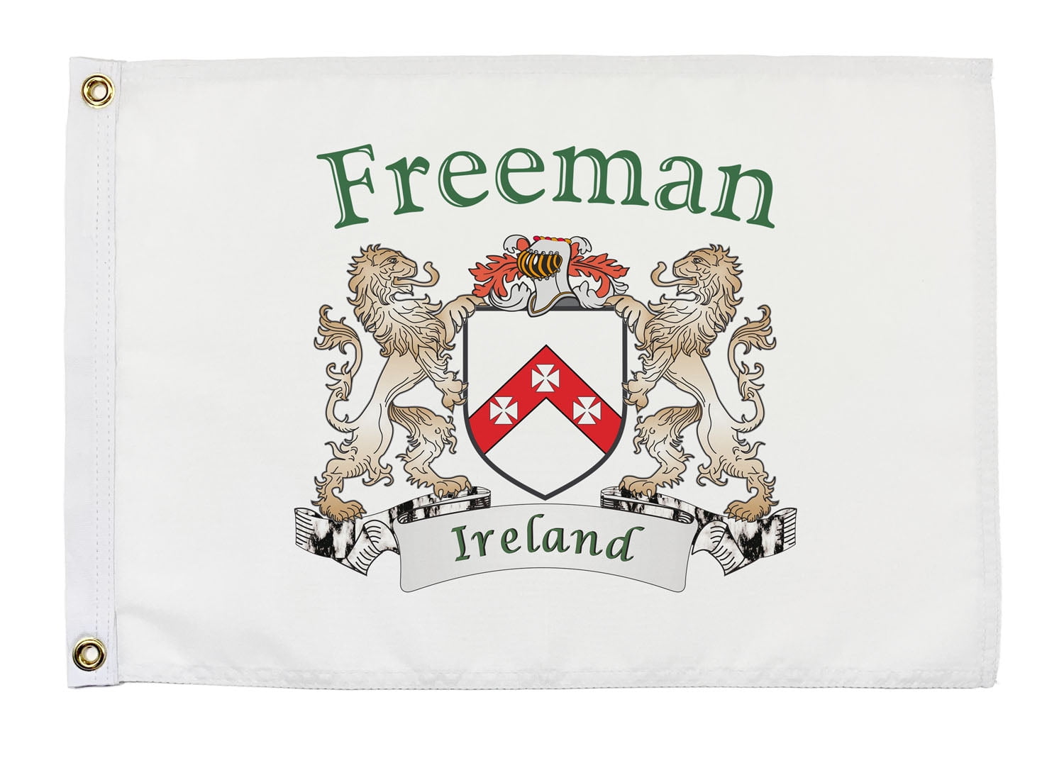 Freeman Irish Coat of Arms Small White Flag - 16"x10.5" inches ...
