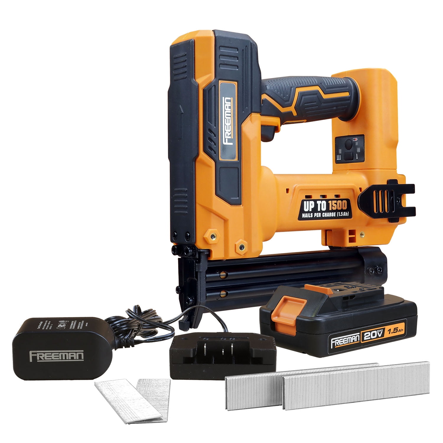 Freeman PE20VBR9032 20 Volt Cordless 2-in-1 18-Gauge 1-1/4" Nailer ...