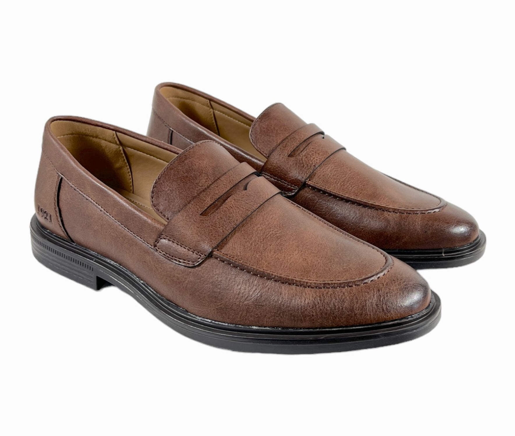Freeman Ryan Modern Brown Vegan Leather Dress Loafer Casual Men's Shoes ...