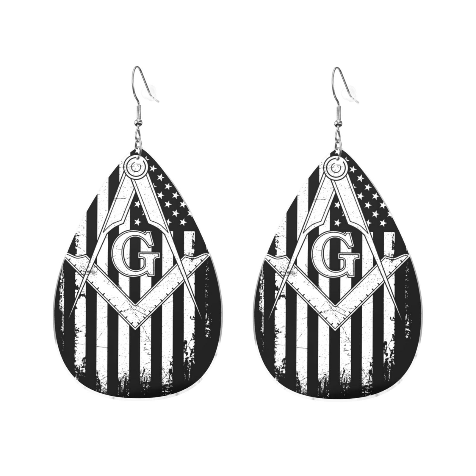 Freemason America Flag Acrylic Teardrop Ear Rings For Women Dangling ...