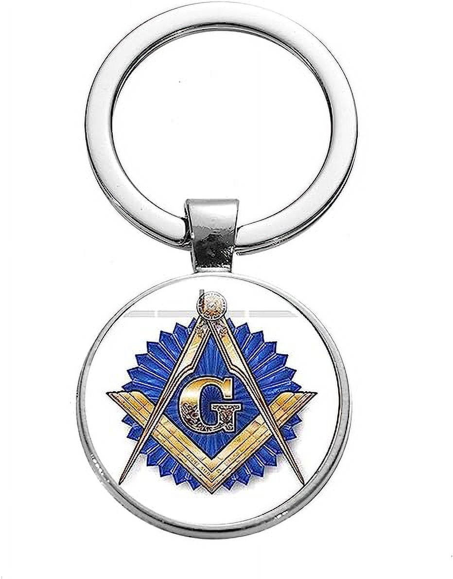 Freemason Blue Lodge Keychain - Masonic Templar Art with Gold Compass ...