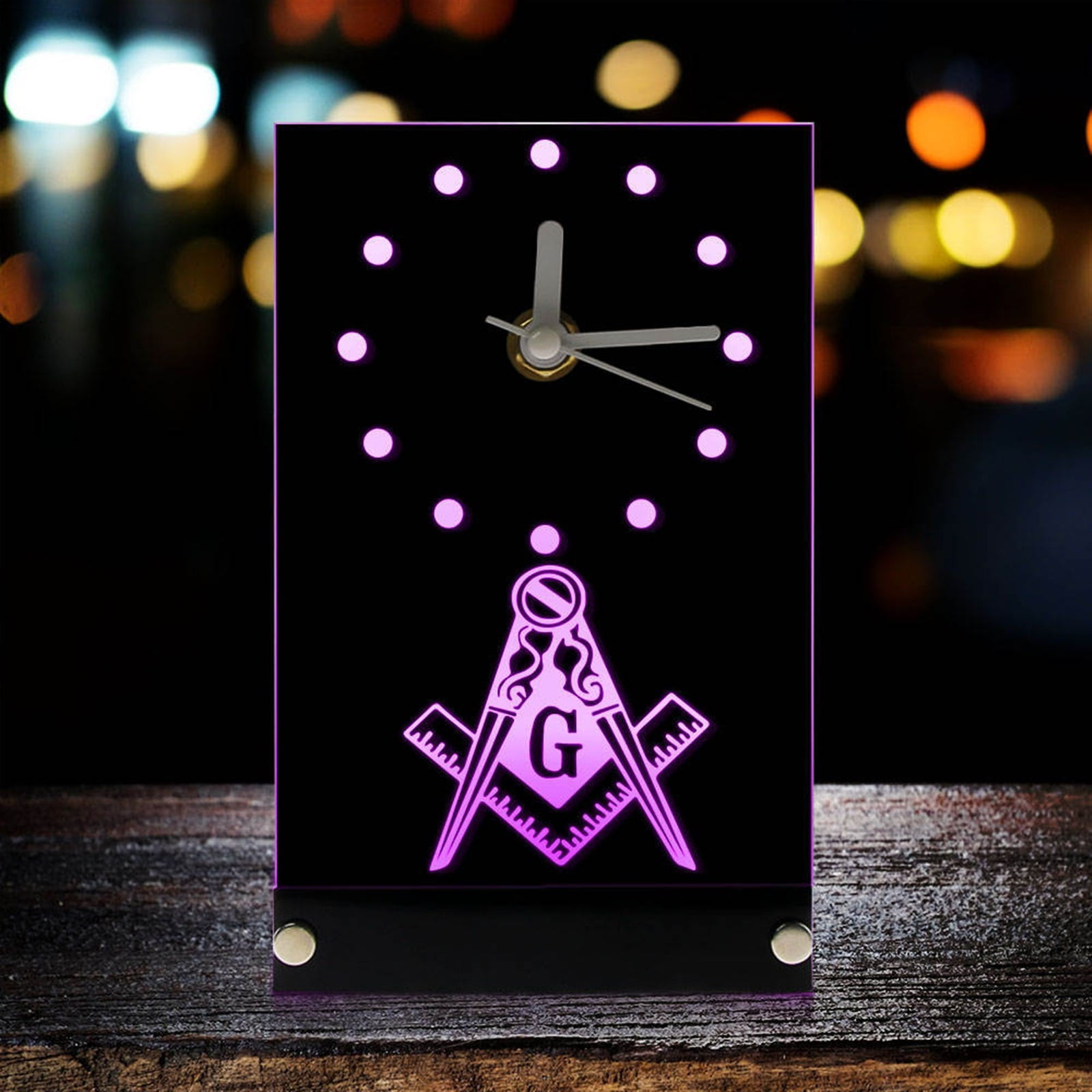 Freemason Electronic Table Clock Masonic Signs Square Compass Freemason ...