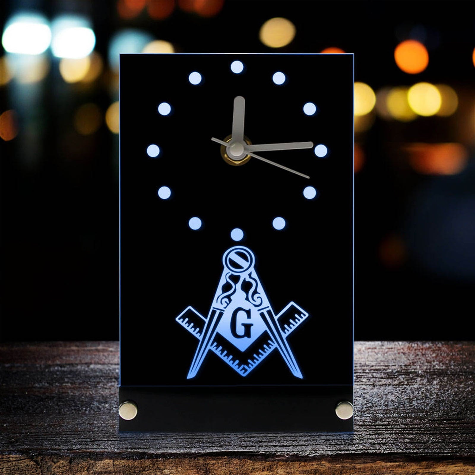 Freemason Electronic Table Clock Masonic Signs Square Compass Freemason ...