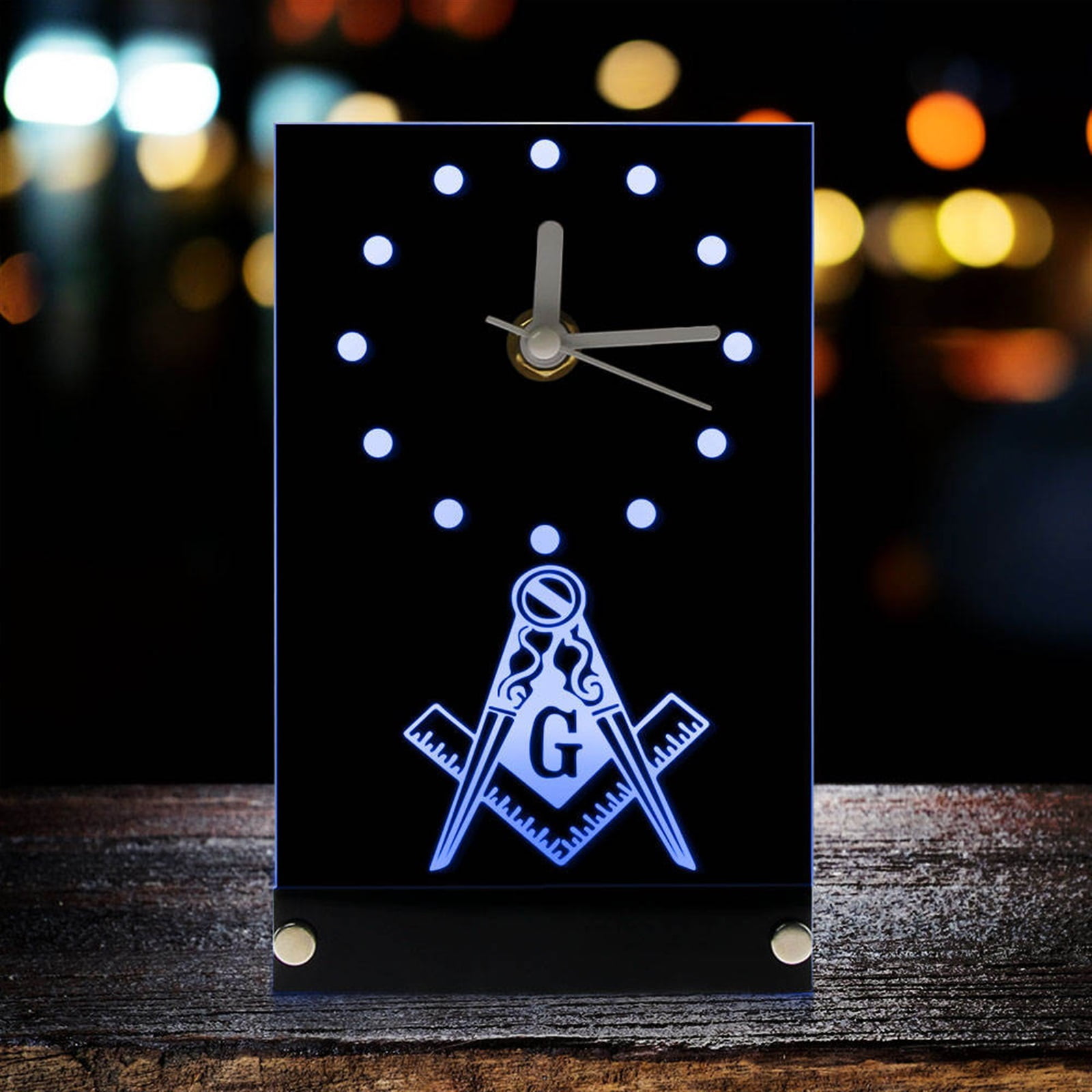 Freemason Electronic Table Clock Masonic Signs Square Compass Freemason ...