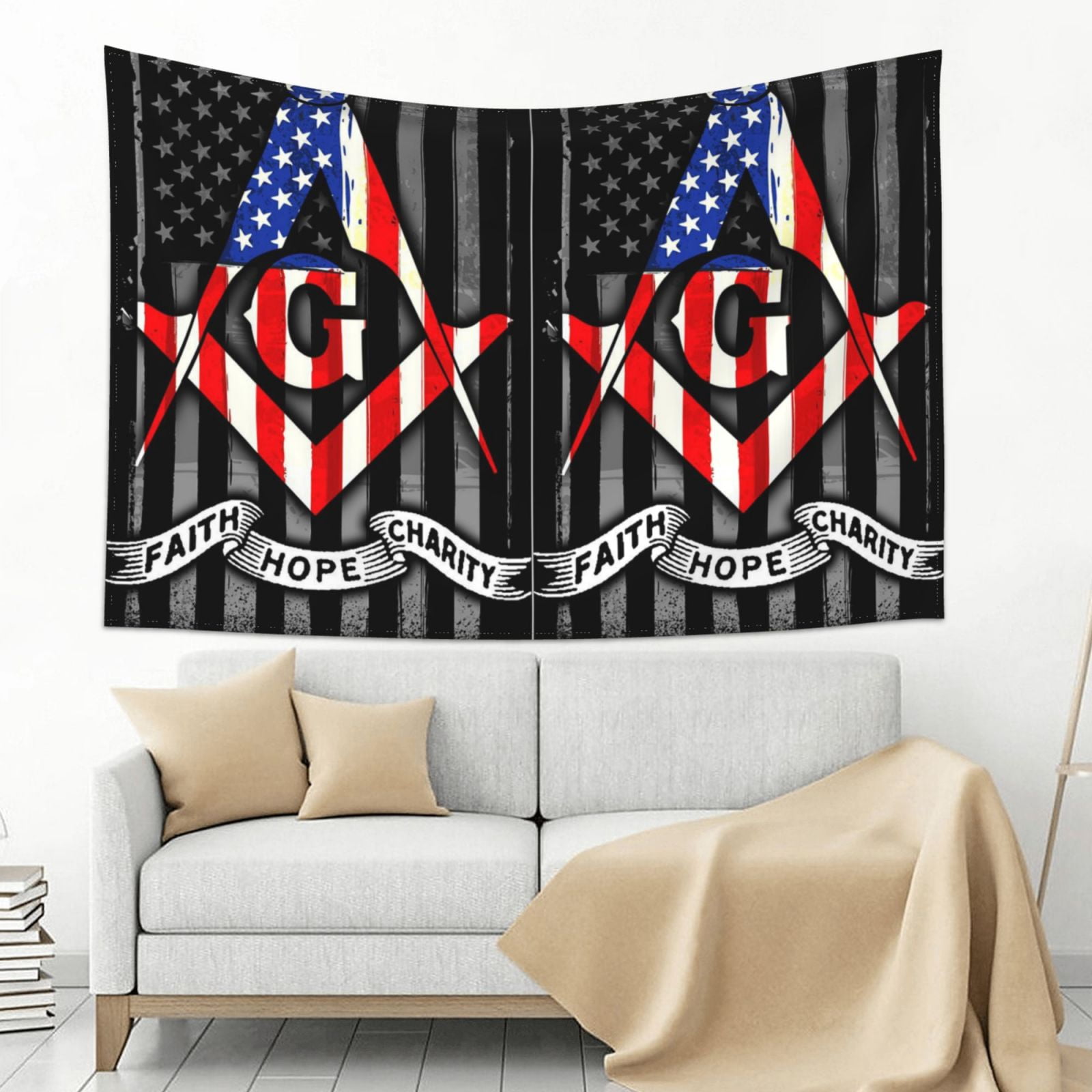 Freemason Flag Faith Hope Charity Tapestry Wall Hanging Backdrop For ...