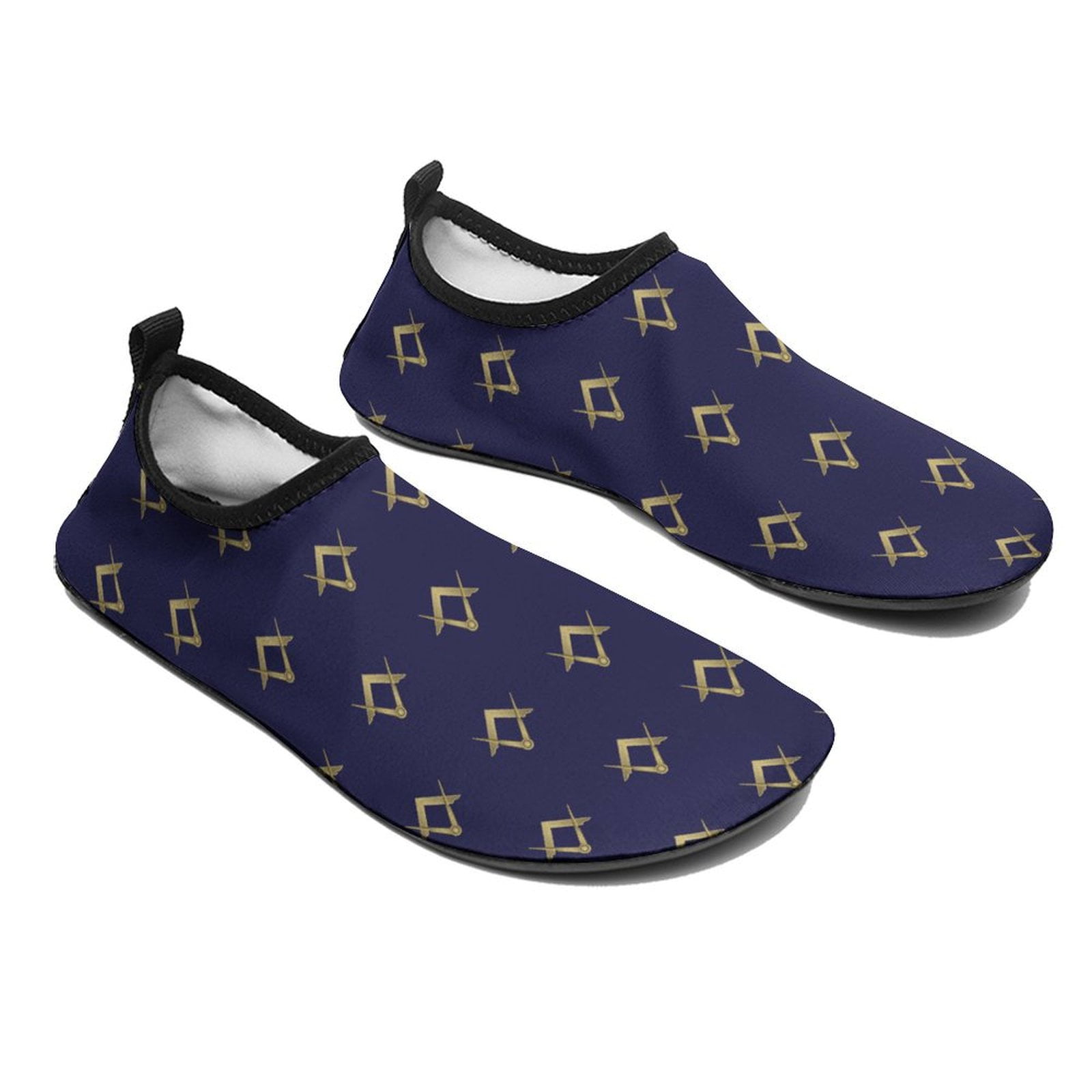 Freemason Pattern Gold Blue Square And Compass Water Shoes Beach Slip ...
