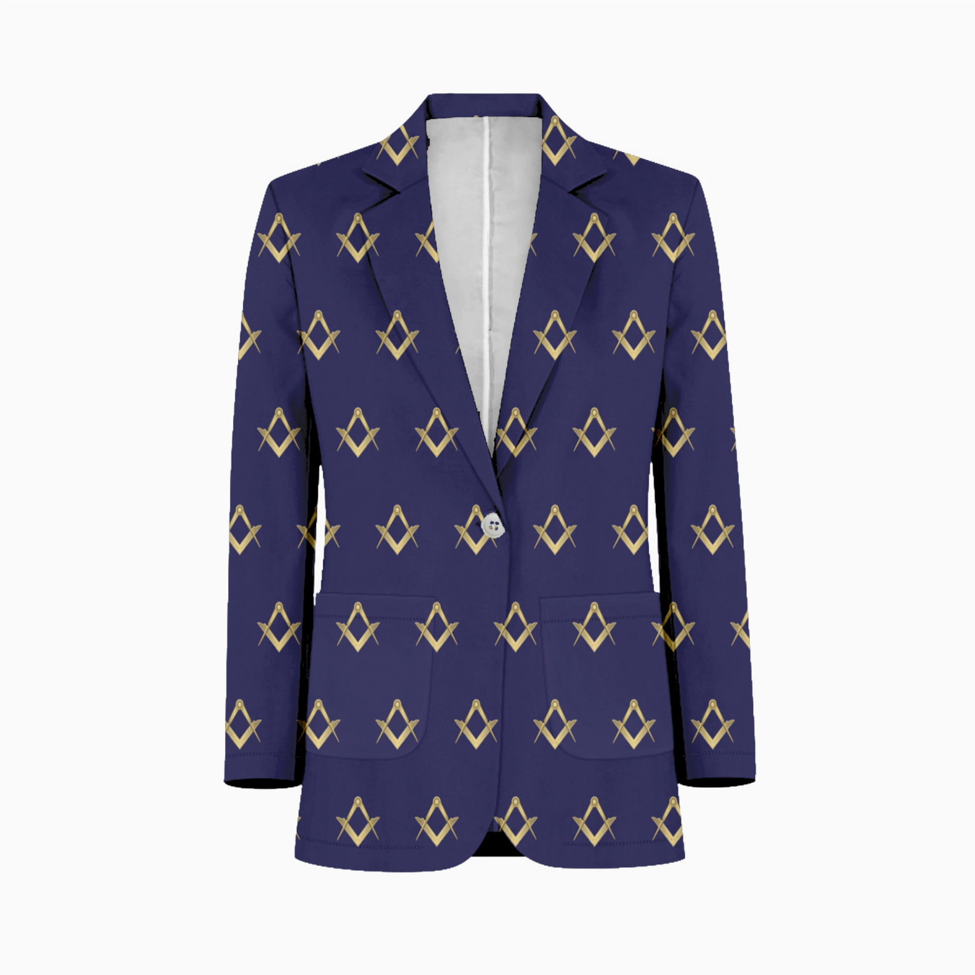 Freemason Pattern Gold Blue Square and Compass Customized Men's Suits ...