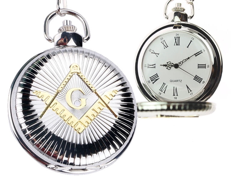 Freemason Pocket Watch - Duo-tone Steel & Gold Color / Mason Square and ...