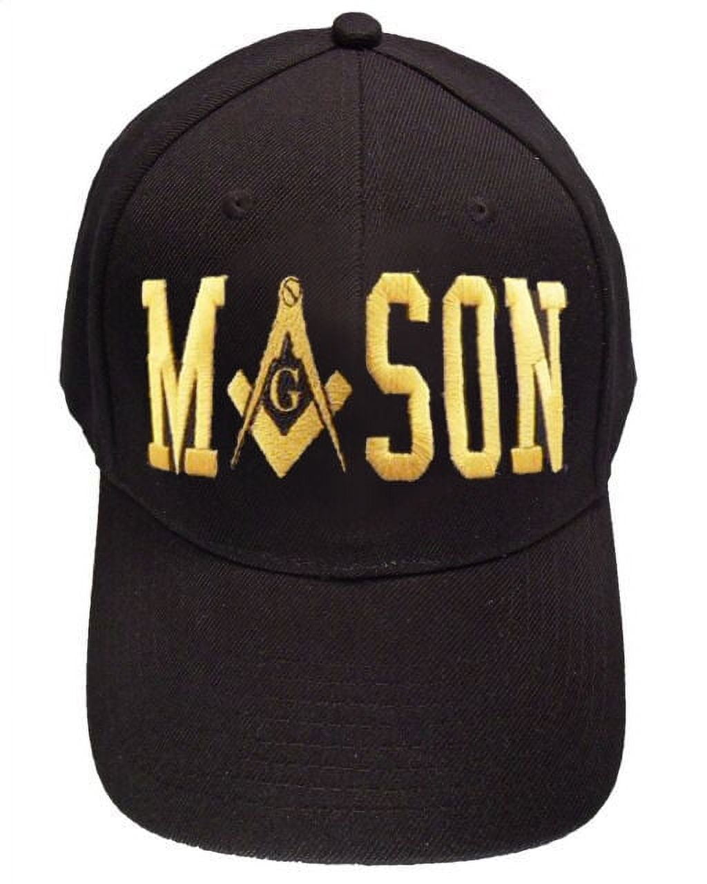 Freemason's Baseball Cap - Black Hat with Gold Masonic Text Wrap and ...