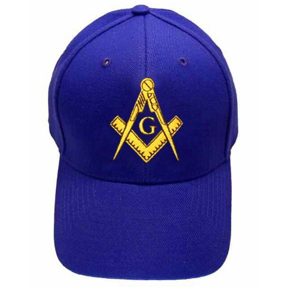 Freemason's Baseball Cap - Blue Hat with Golden Standard Masonic Symbol ...