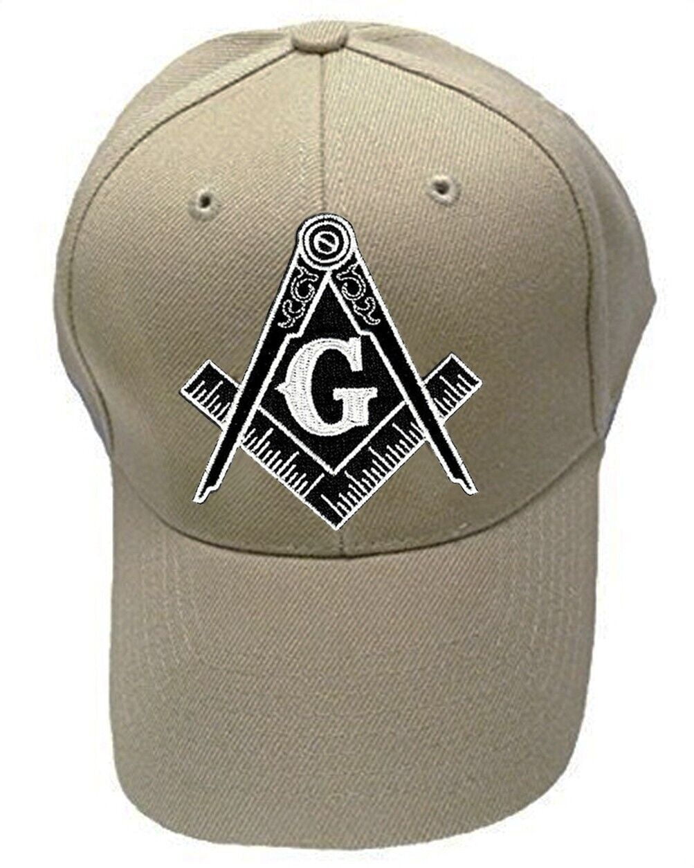 Freemason's Baseball Cap - Tan Hat with Black & White Standard Masonic ...