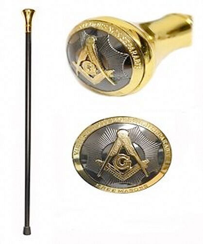 Freemason's Walking Cane (36.25") - Masonic Elegant Top Design - Gold ...