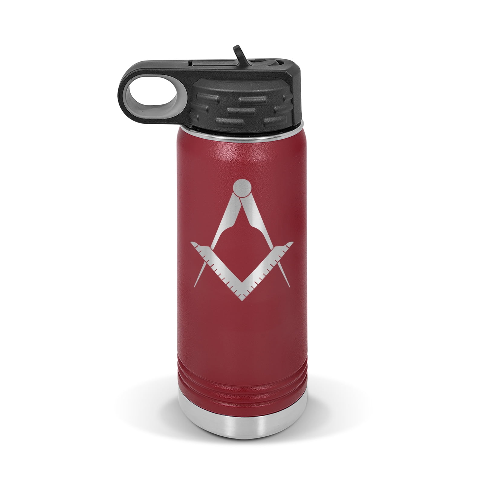 Freemasonry Emblem Water Bottle 20 oz - Laser Engraved w/ Flip Top ...