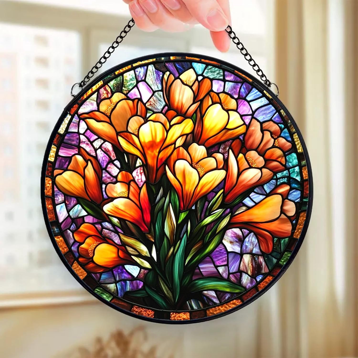 Freesia Blossom Sun Catcher Stained Glass Window Hanging Plant Lover ...