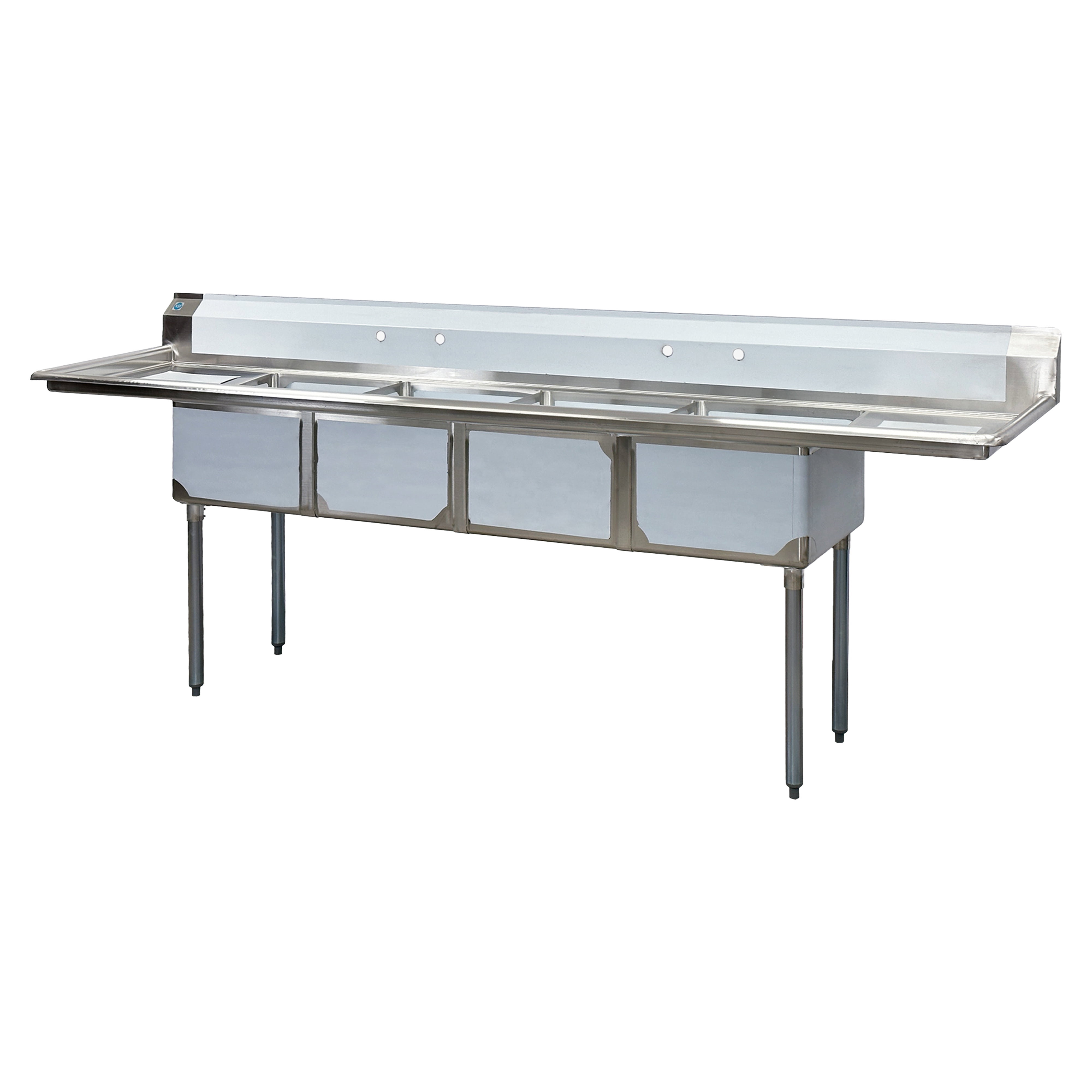 Freestanding 108 in. Four Compartment Commercial Stainless Steel Sink ...