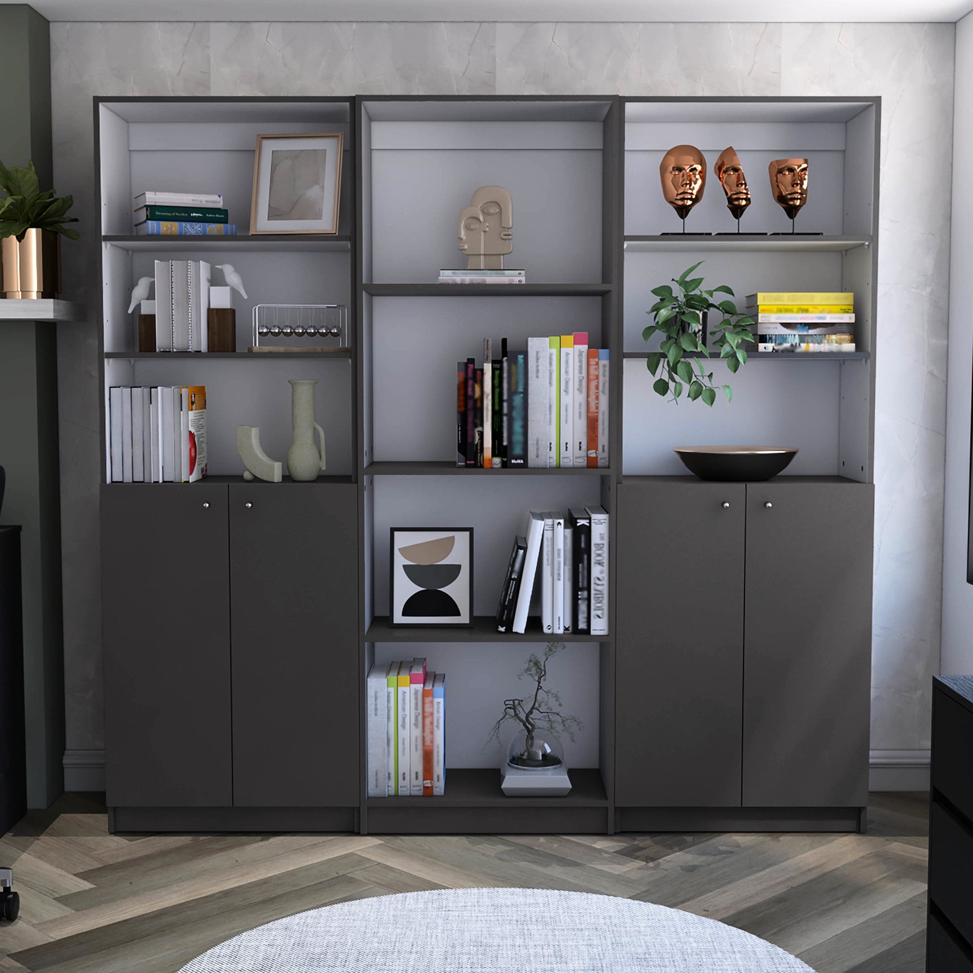 Freestanding 3 Piece Bookcase Set | Flexible Arrangement for Home ...