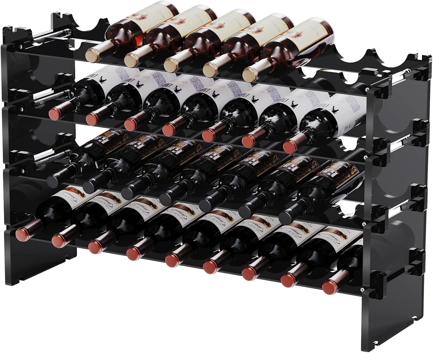 Freestanding 4-Tier Stackable Wine Rack - 36 Bottle Capacity Acrylic ...