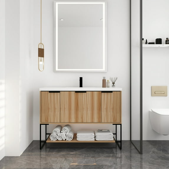 Freestanding 48 Inch Vanity | Metal Handles for Aesthetic Beauty | Soft ...