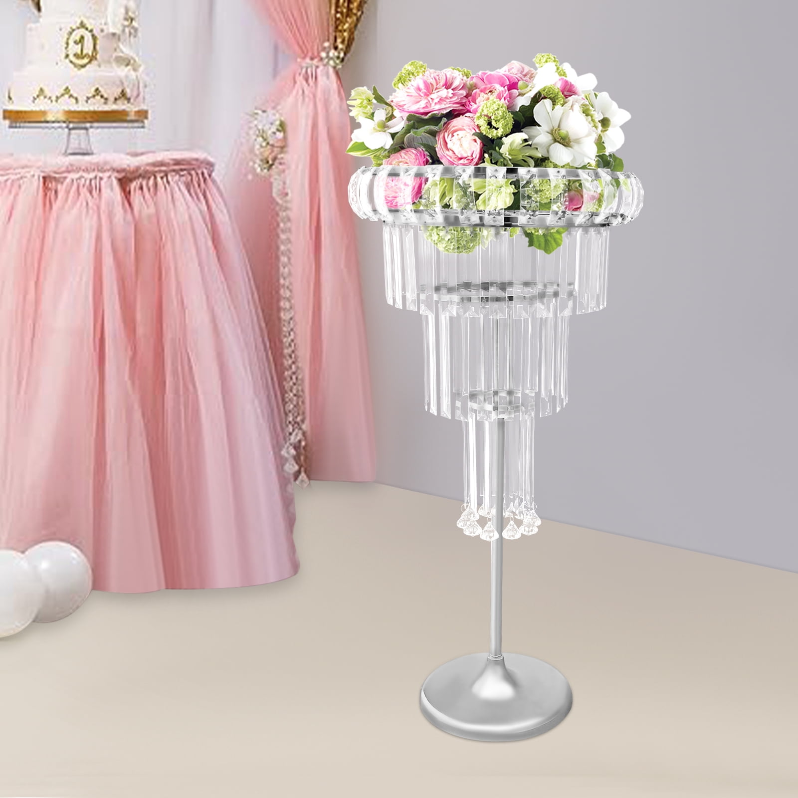 Freestanding Acrylic Flower Stand with Sparkling Pendants – 4-Tier ...