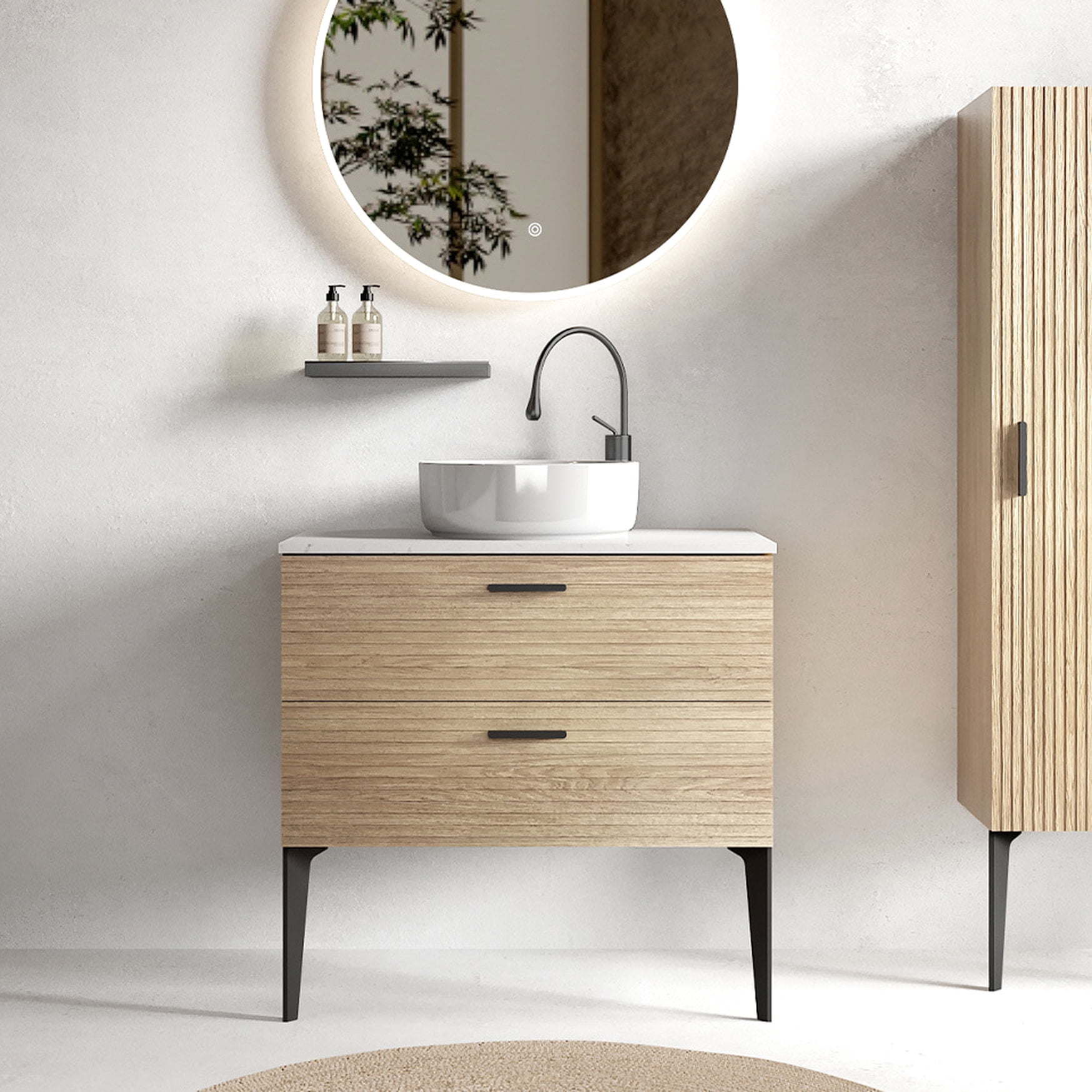 Freestanding Bathroom Fixture / Natural Oak Appearance, U-Cutout ...