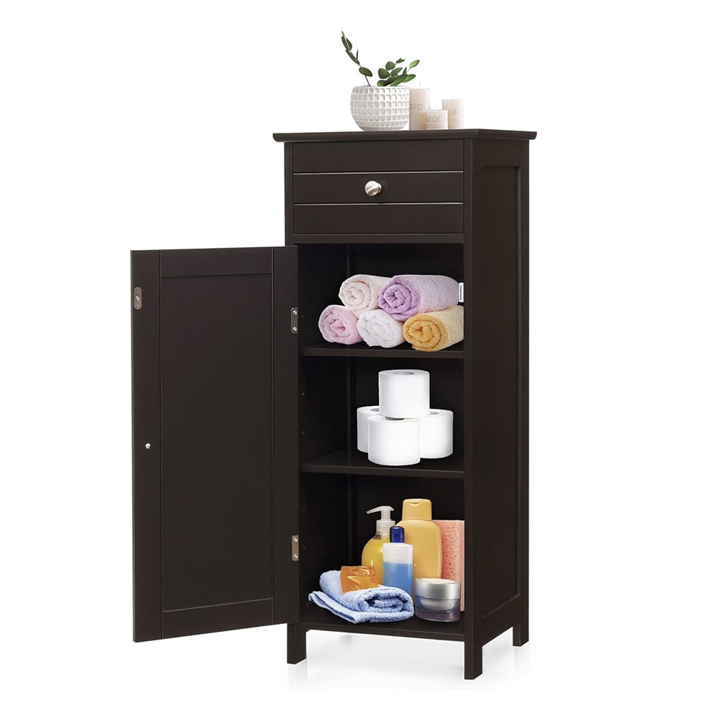 Freestanding Bathroom Storage Cabinet, 3-Level Adjustable Shelves and ...