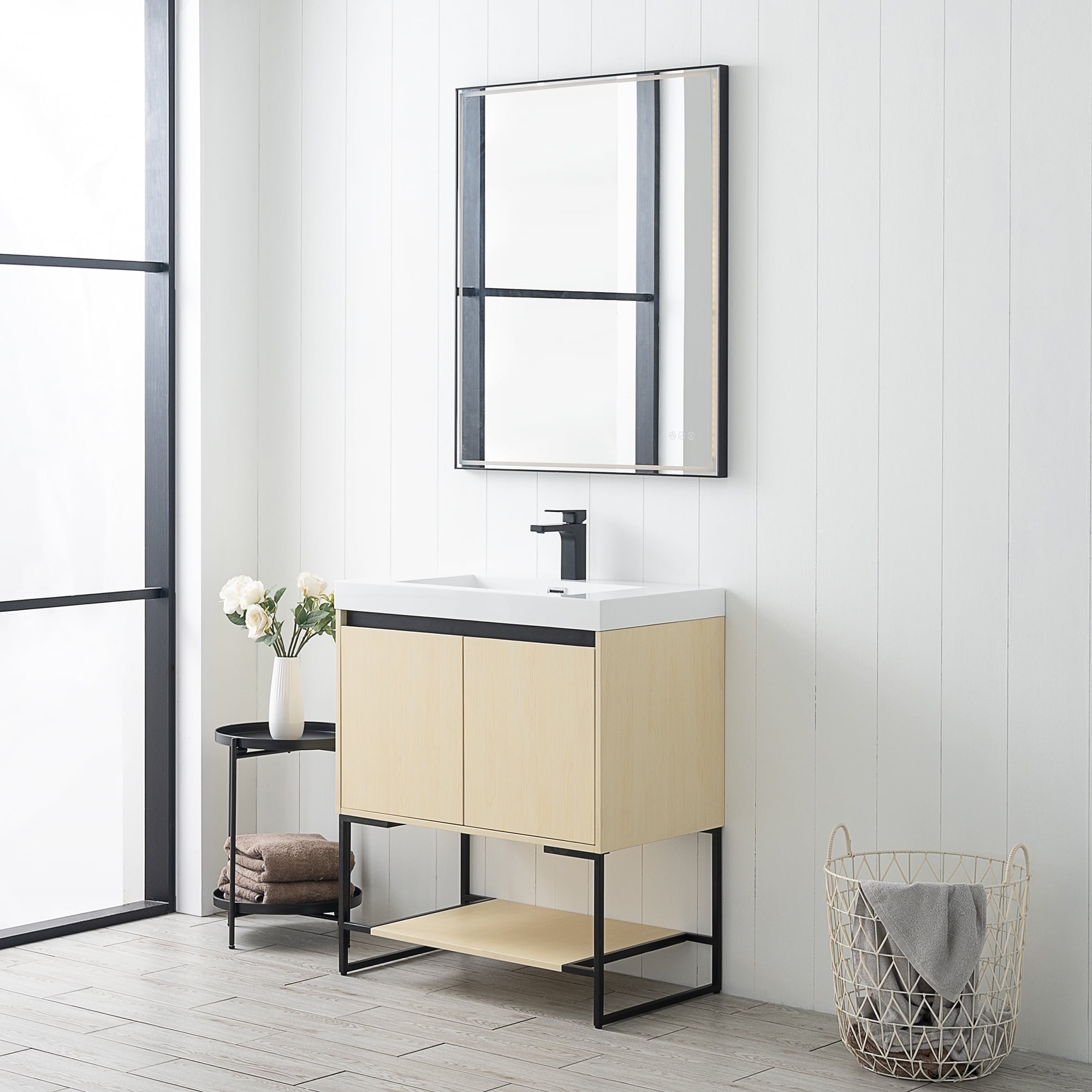 Blossom 30" Freestanding Bathroom Vanity with Acrylic Sink | Open Shelf ...