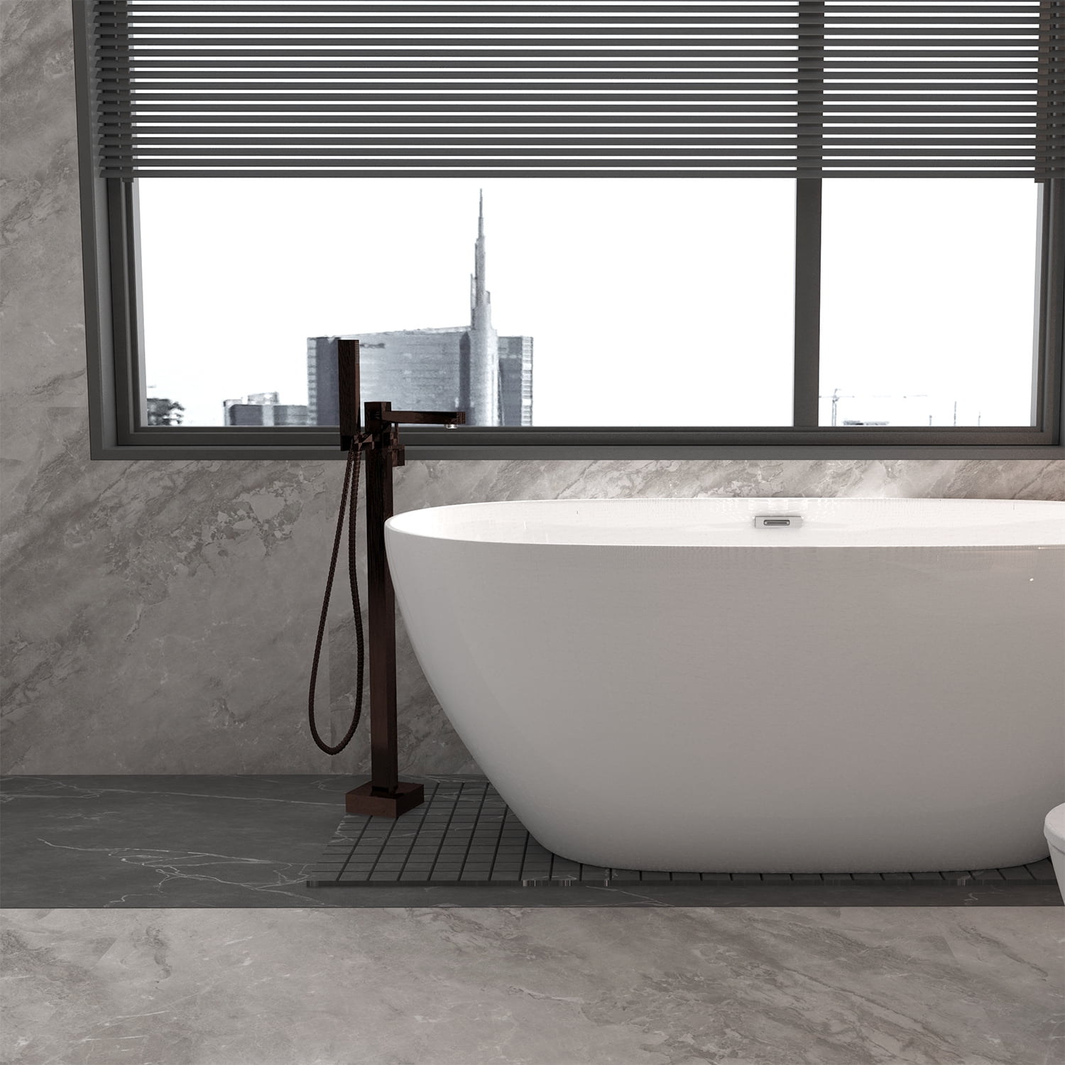 Freestanding Bathtub Faucet Floor Mount Tub Filler Single Handle ...