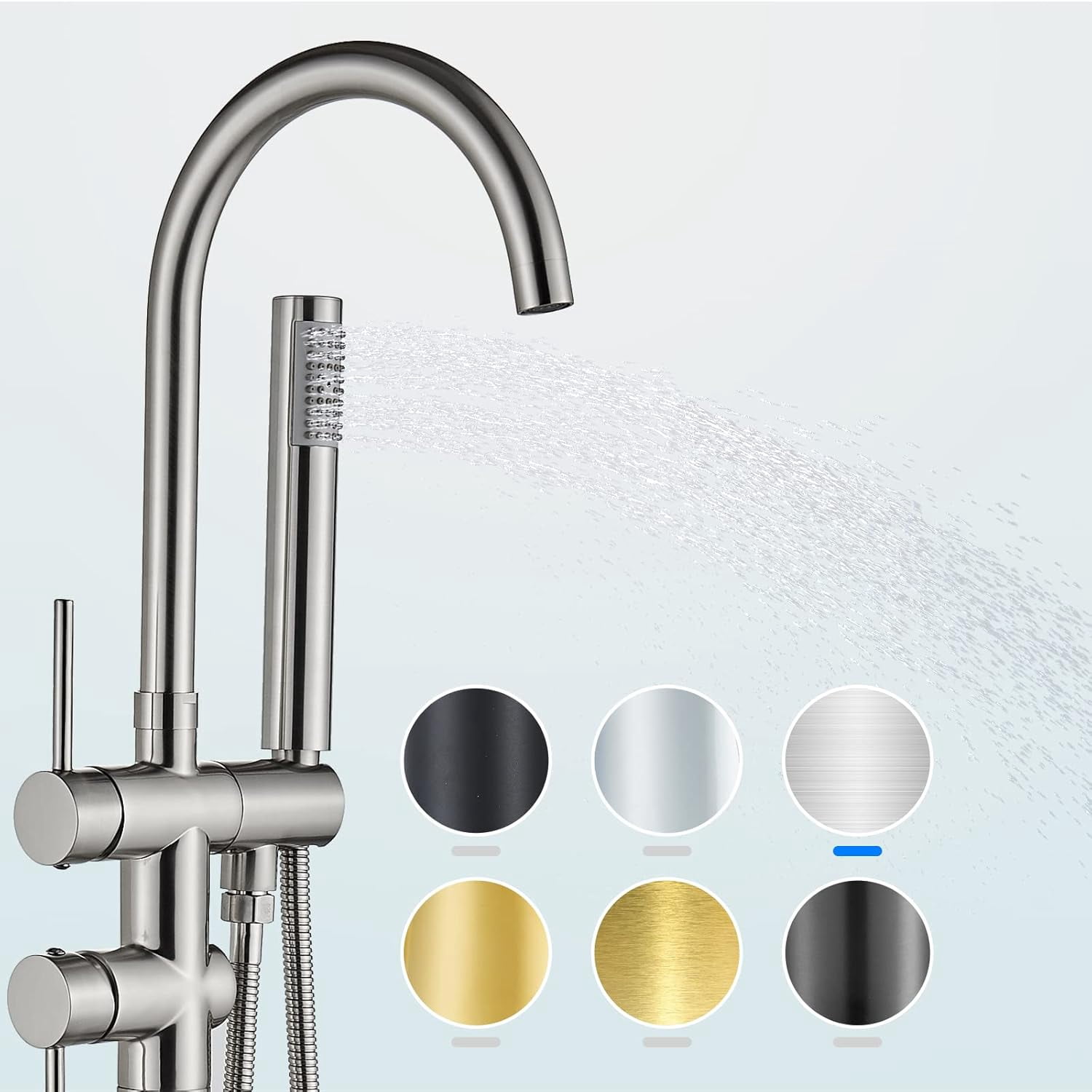 Freestanding Bathtub Faucet Floor Mount Tub Filler with High Flow ...