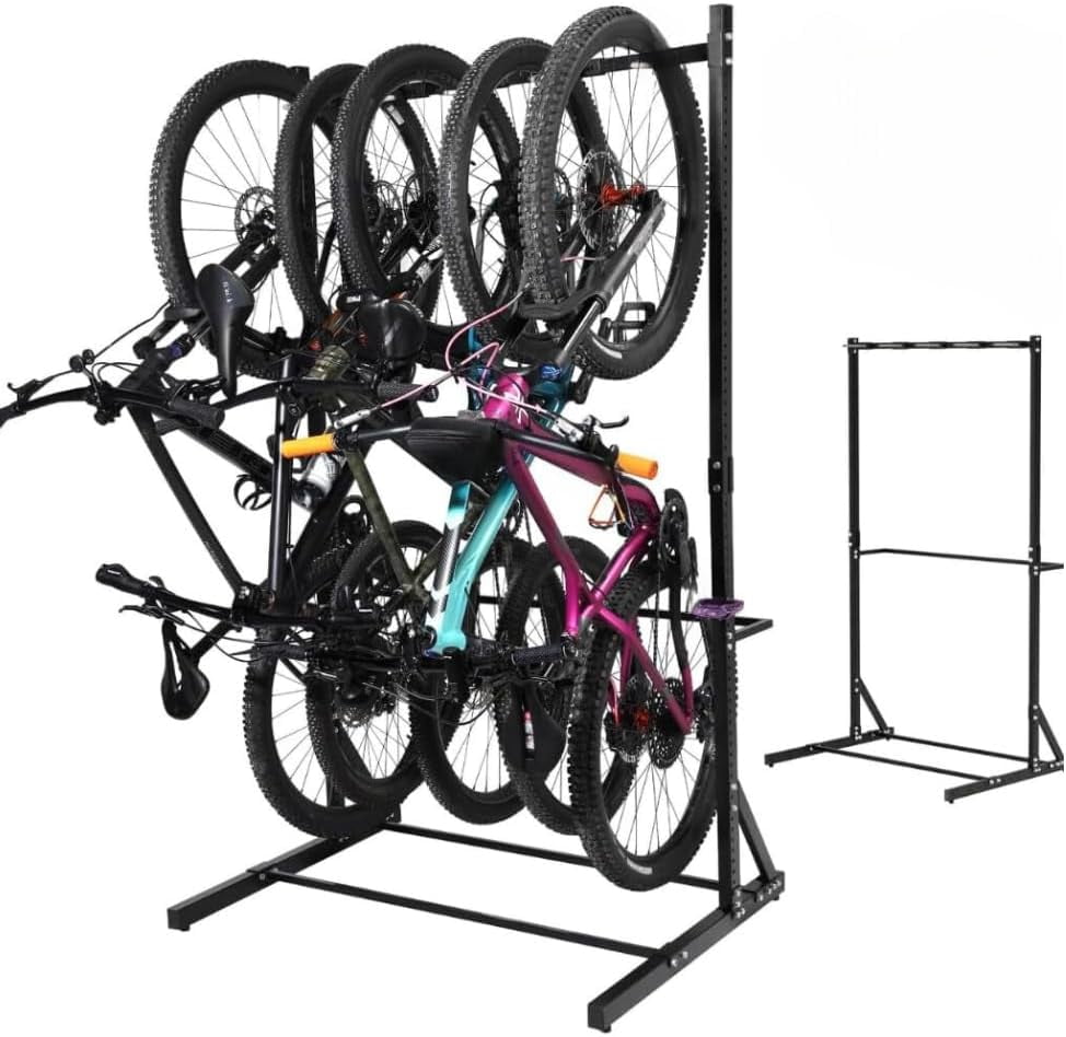 Freestanding Bike Storage Rack, 300 Lbs 5 Levels Sturdy Steel Vertical ...