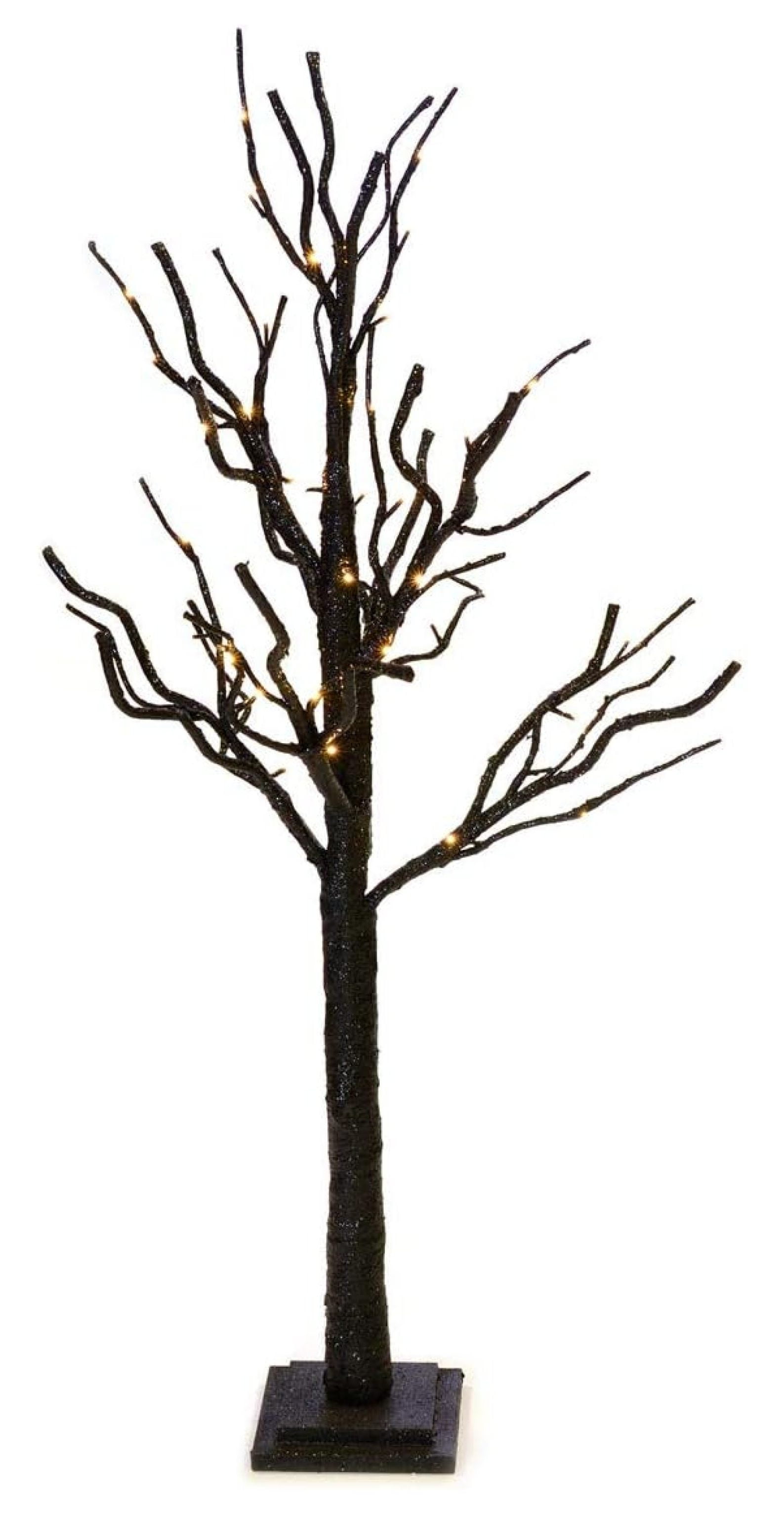 Freestanding Black Glitter Tree with Clear Mini Lights, Wedding Event ...