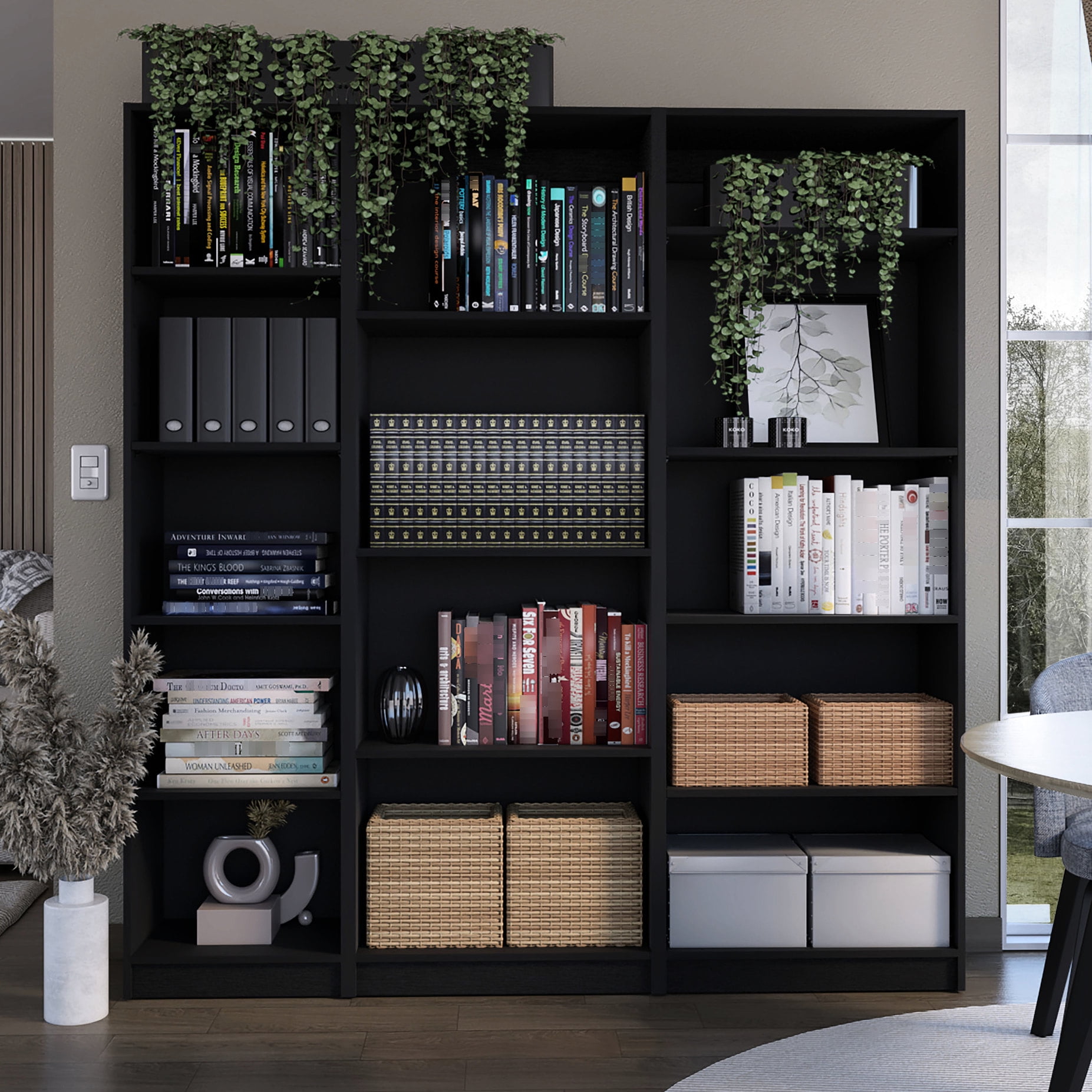 Freestanding Bookcase Set+Open Shelving Design"-"Display Decorative ...