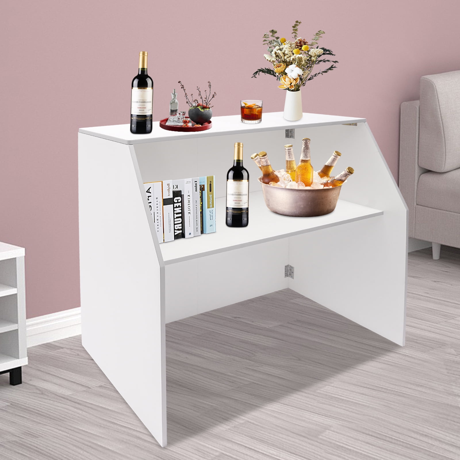 Freestanding Burr-free Design Foldable Bar, Modern White Portable Event ...