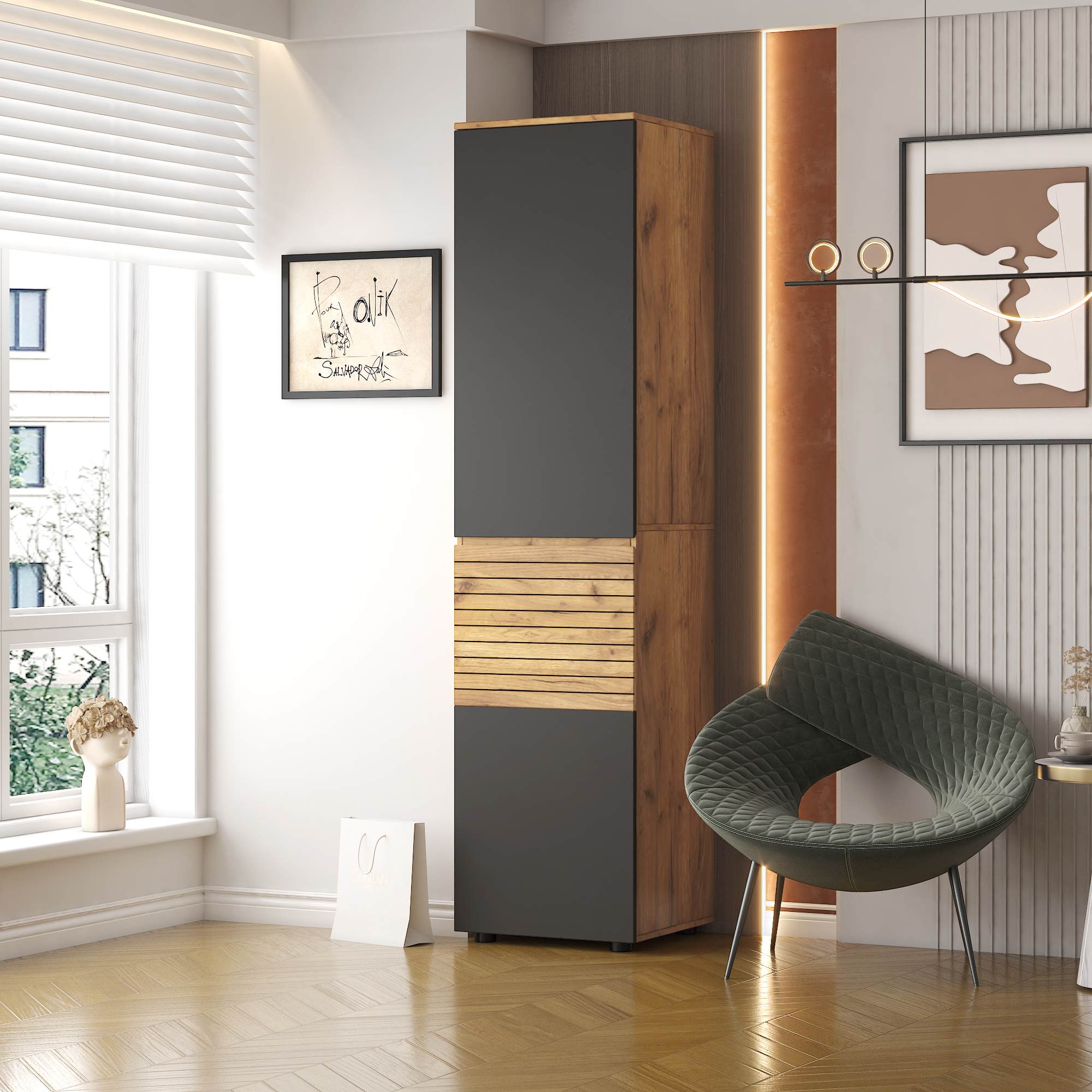 Freestanding Cabinet with Adjustable Shelves and Two Doors for Kitchen ...