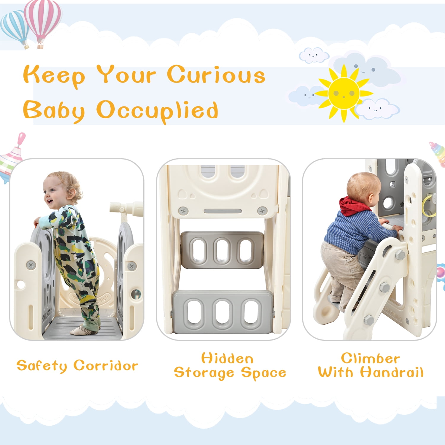 Freestanding Castle Climbing Crawling Playhouse for Toddlers and Kids ...